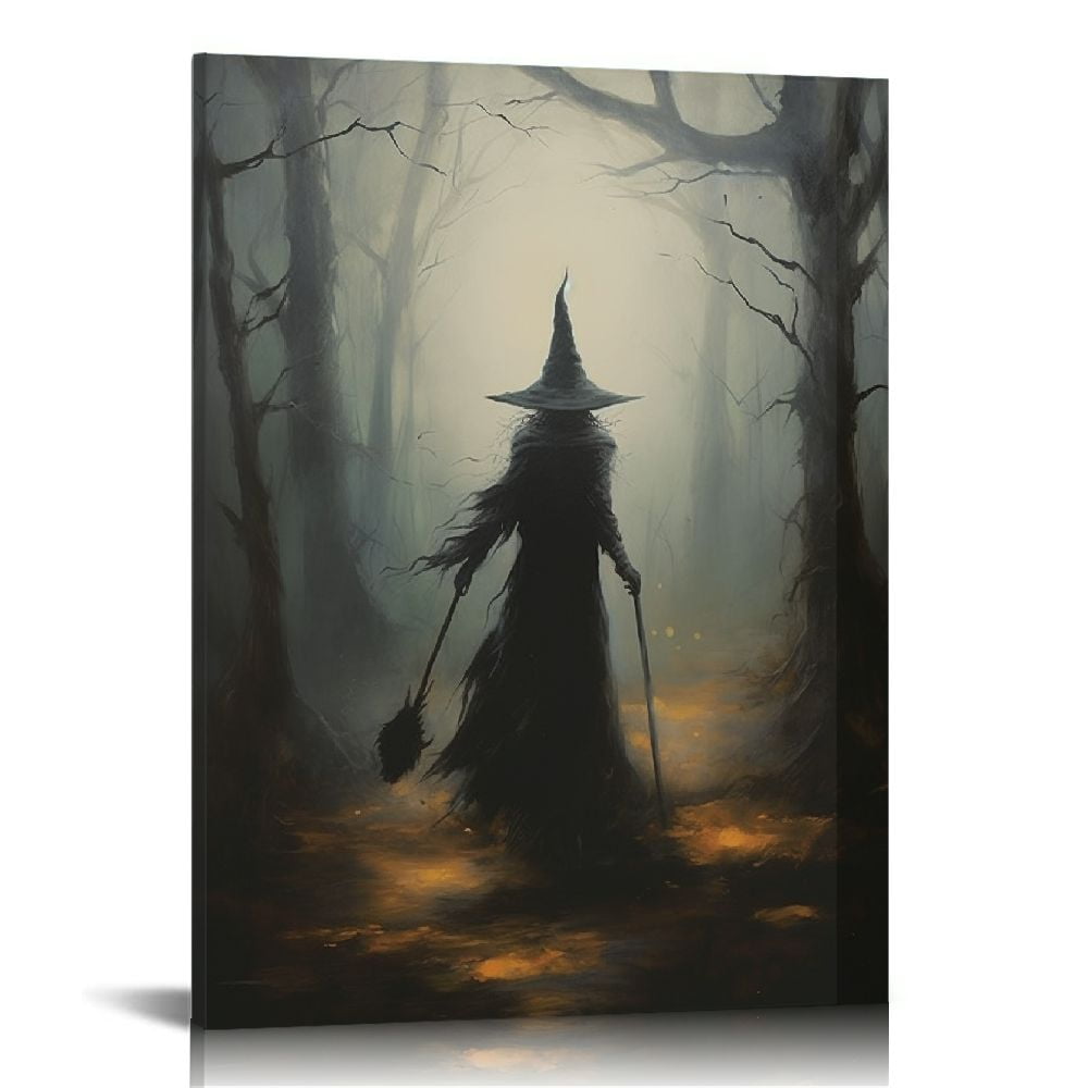 Vintage Rustic Witch Posters Halloween Canvas Wall Art Witch in The ...