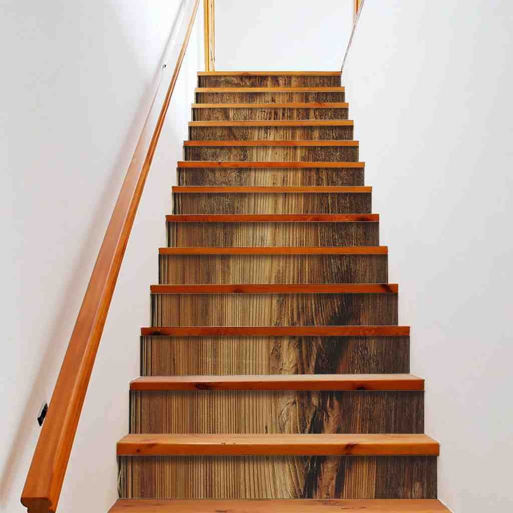 Vintage Rustic Wood Plank Stair Stickers Old Wooden Board Stairway ...
