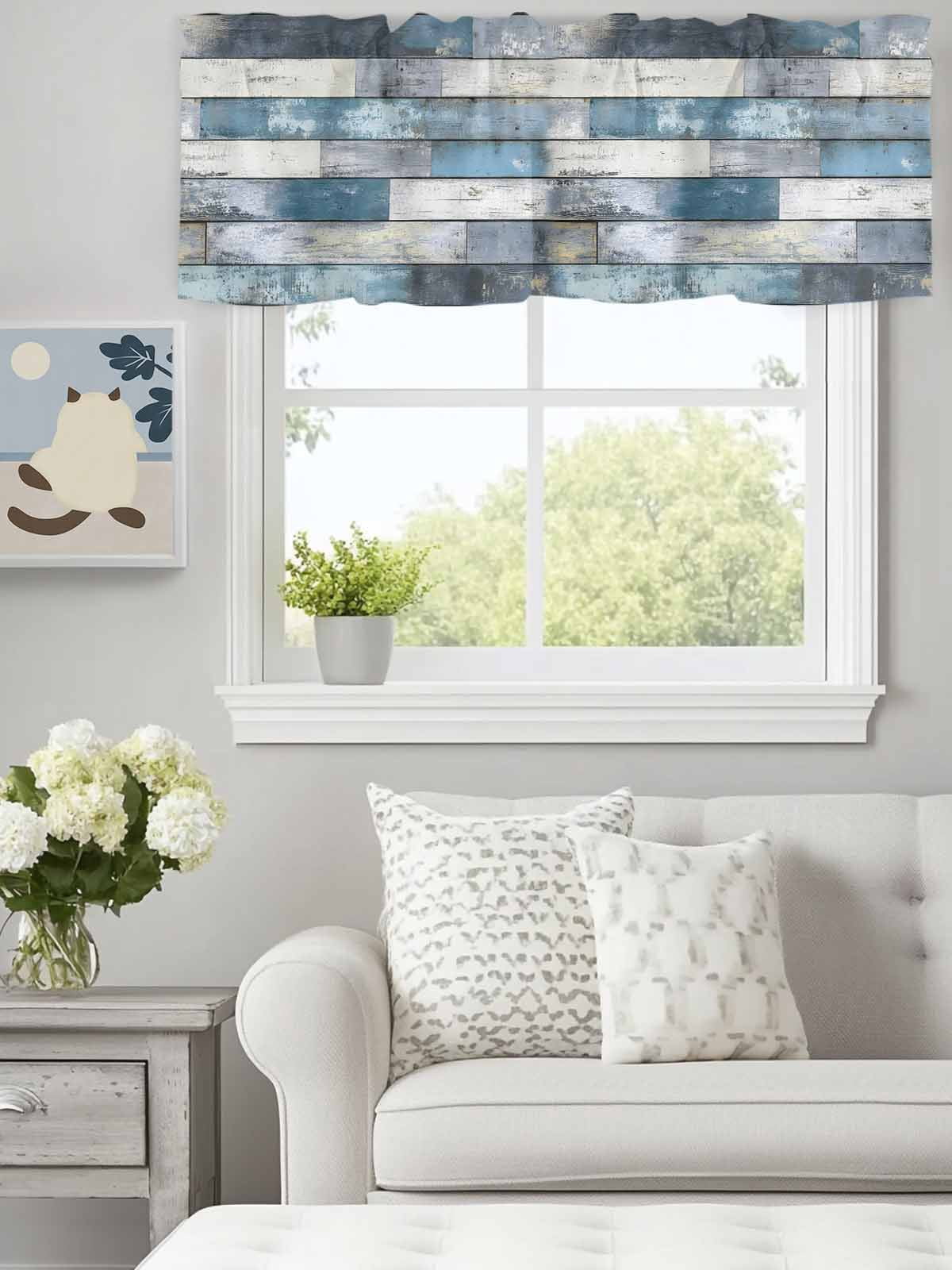 Vintage Rustic Wooden Board Valances for Windows,Rod Pocket Valance for ...