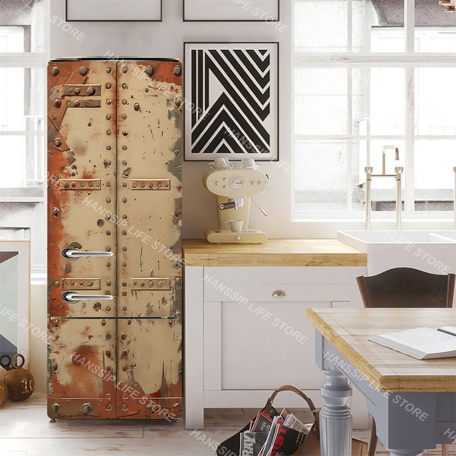 Vintage Rusty Door Design Mural Decals Kitchen Waterproof rative ...