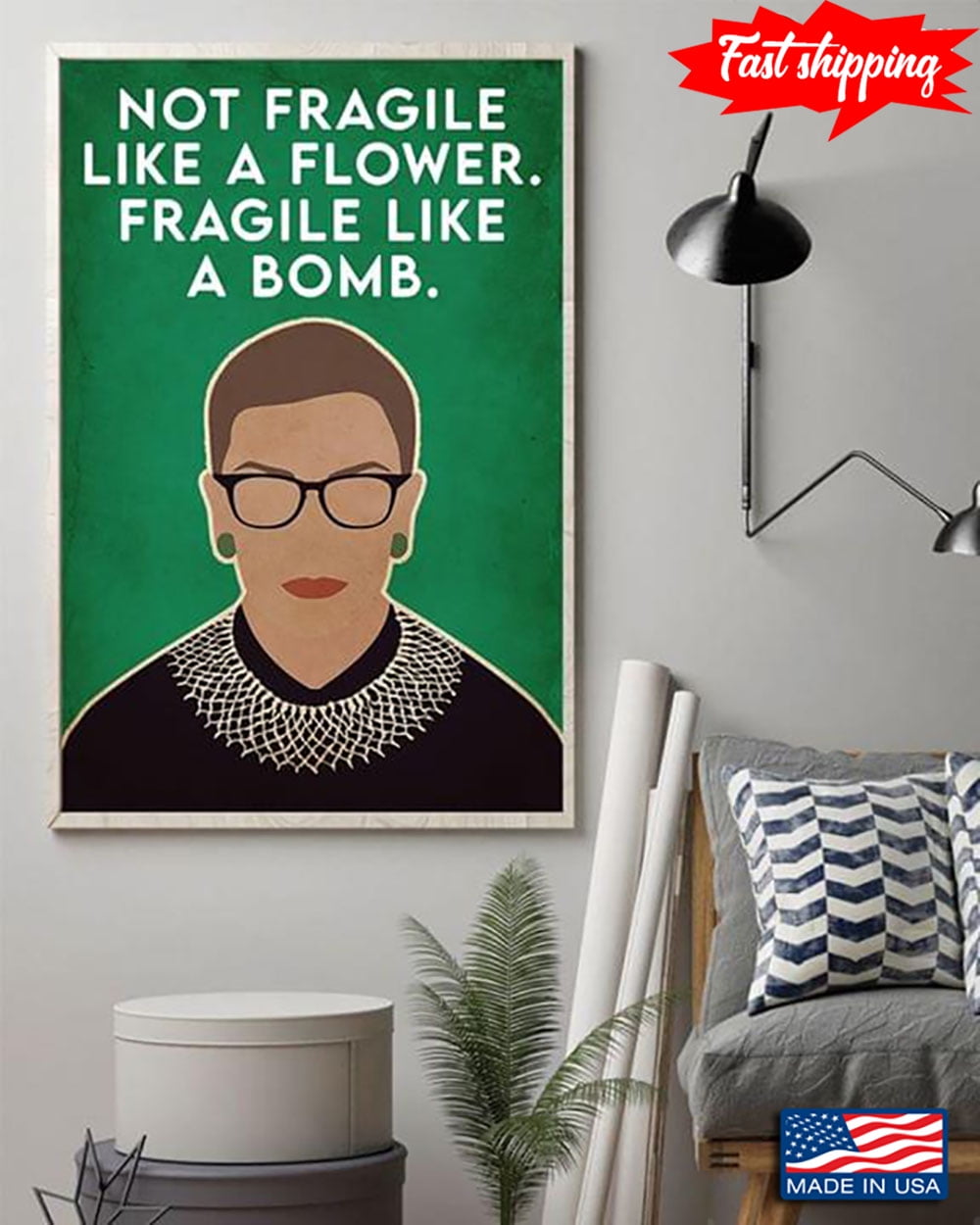 Vintage Ruth Bader Ginsburg Not Fragile Like A Flower Fragile Like A ...