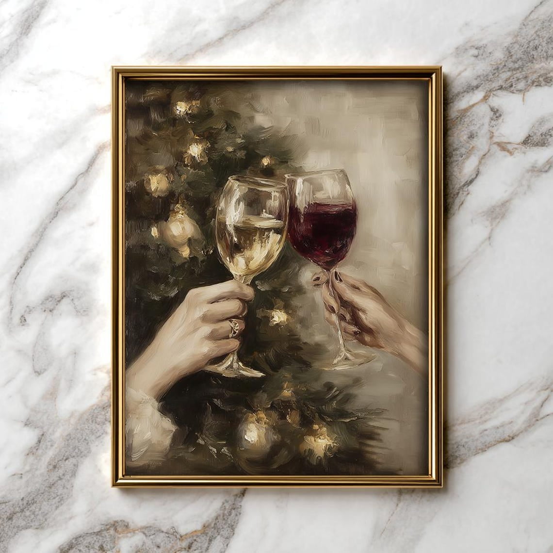 Vintage S Clinking Glasses - Romantic Prosecco & Red Wine Art, Cozy ...