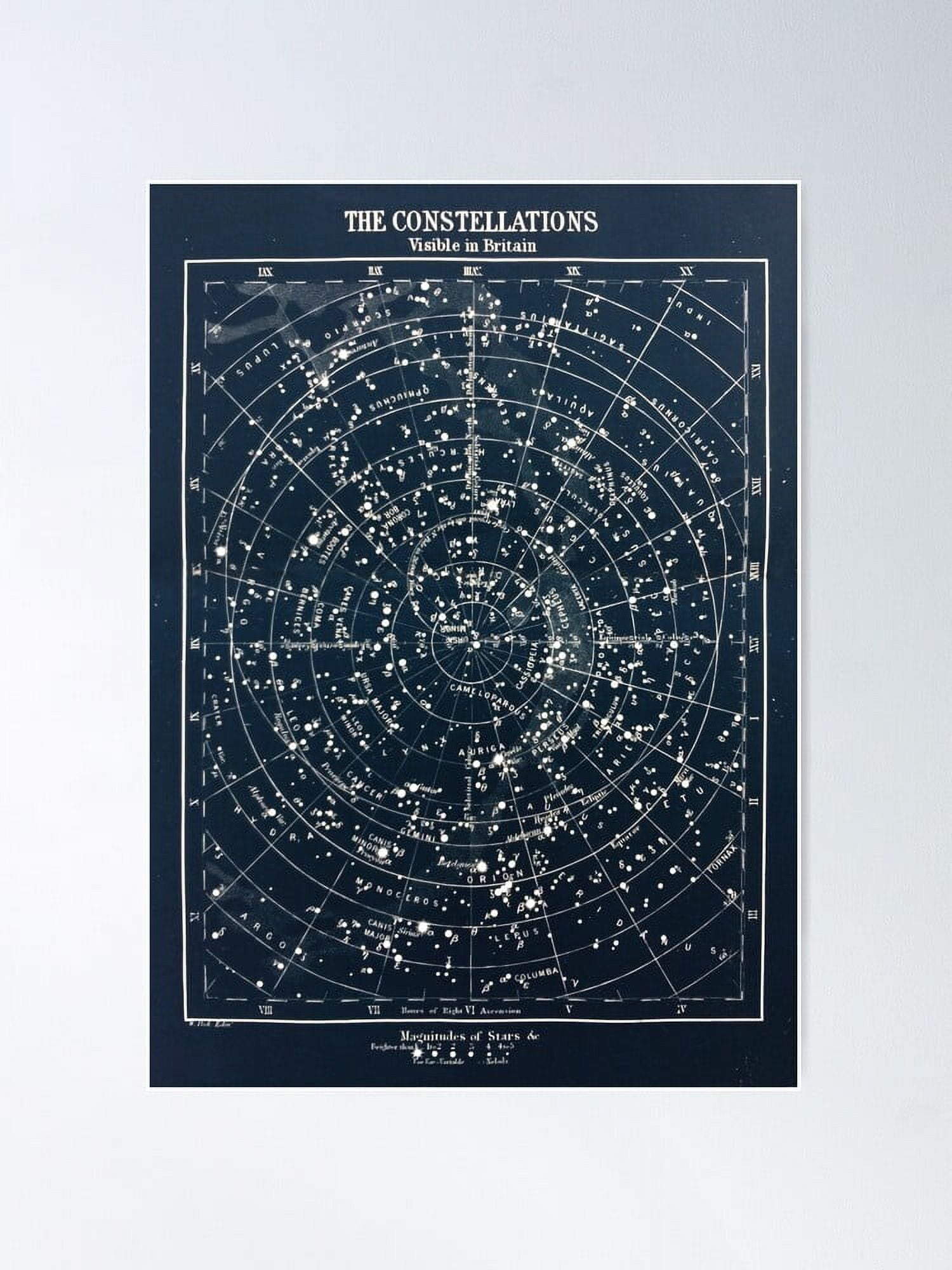 Vintage STAR CONSTELLATIONS MAP POSTER circa 1900s Poster - Walmart.com