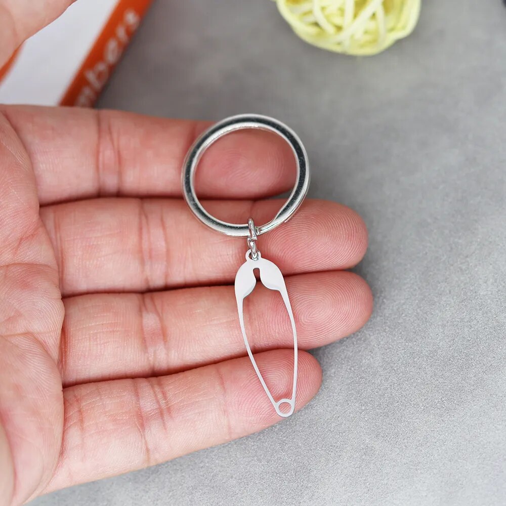 Vintage Safety Pin Metal Pendant Keychain for Women Men Punk Harajuku ...