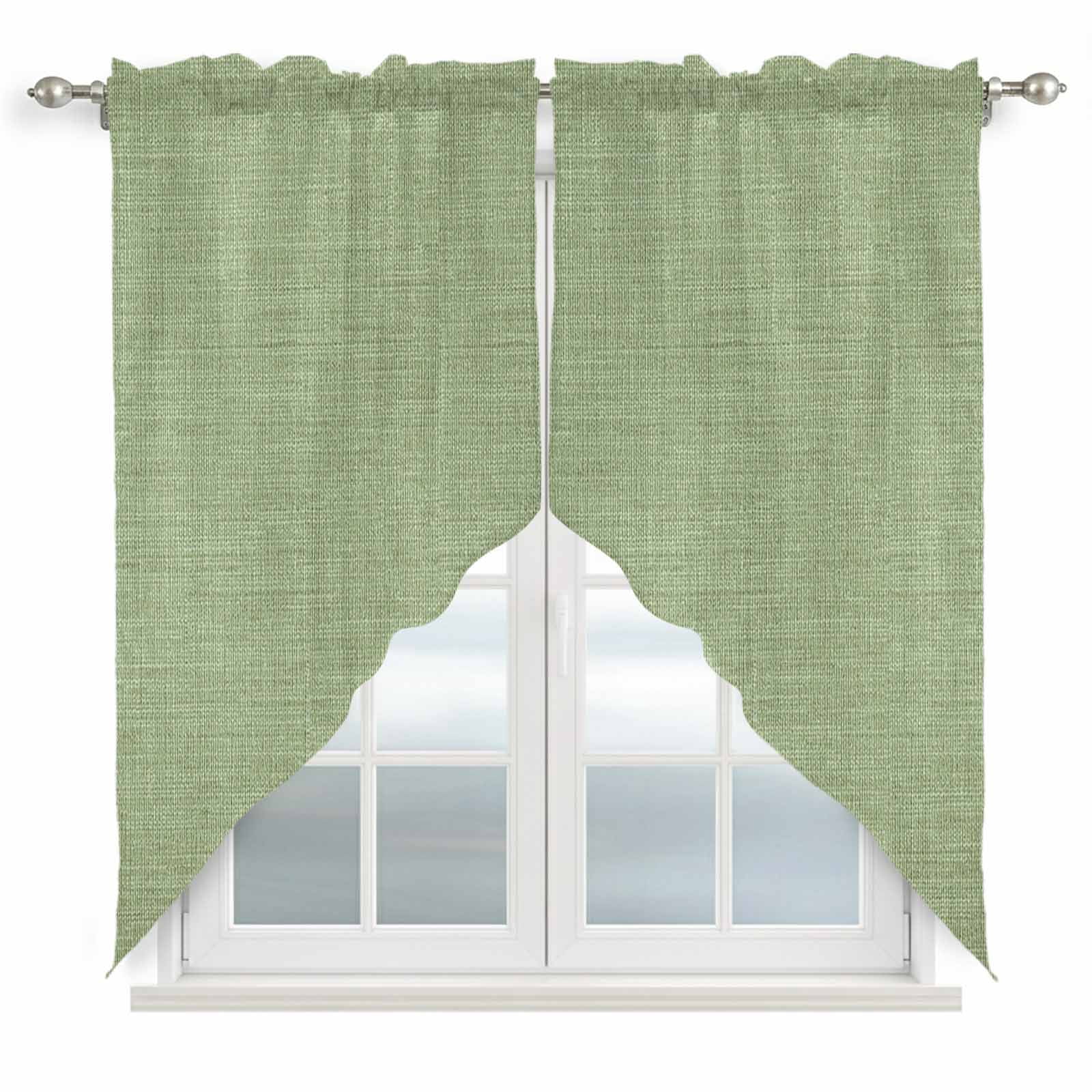 Vintage Sage Green Swag Curtains Farmhouse Retro Beige Solid Color Swag ...
