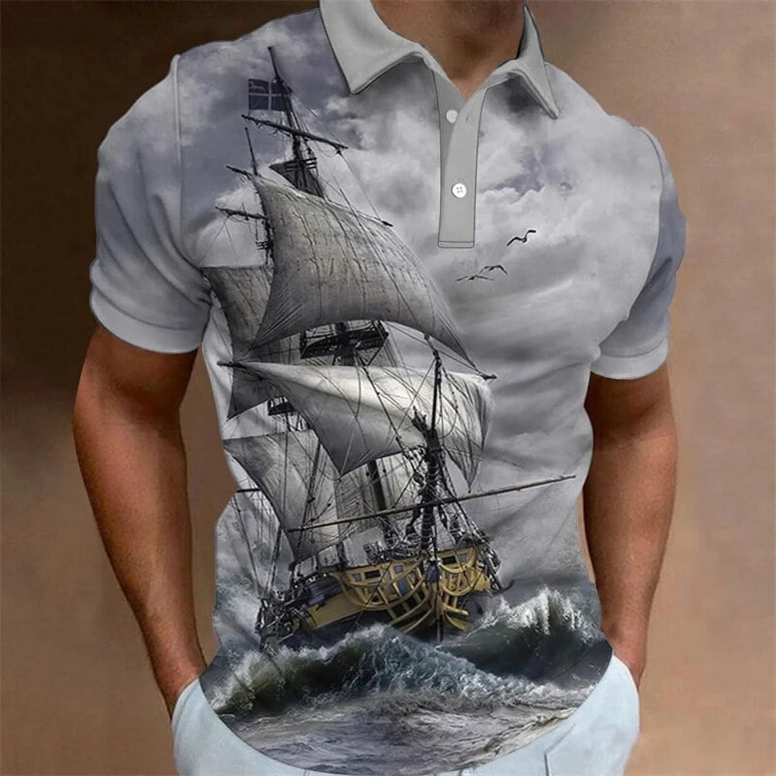 Vintage Sailboat 3D Printed Polo Shirts For Men Clothes Sailor Boat ...