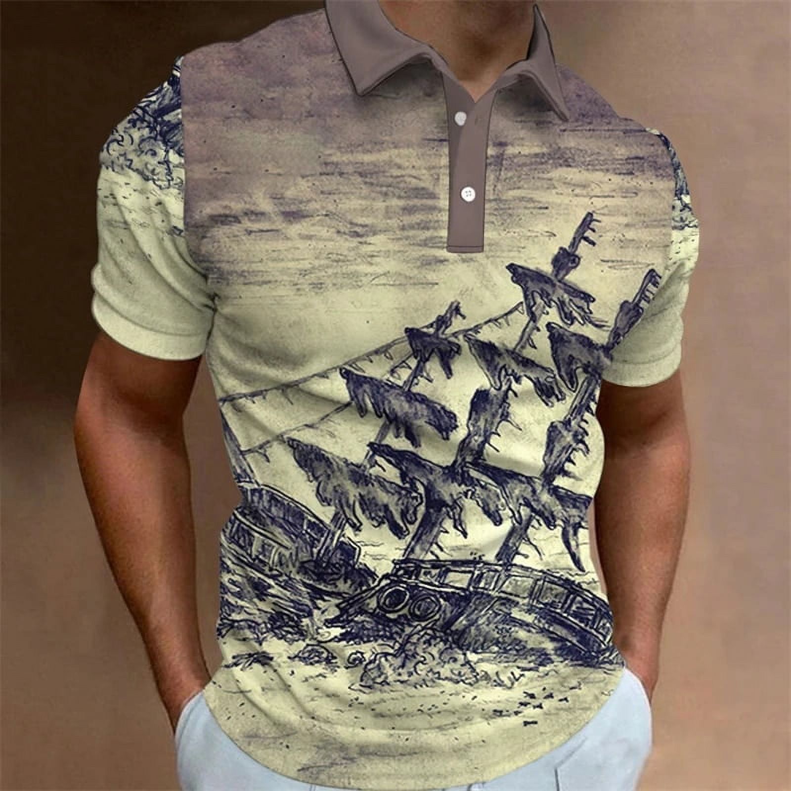 Vintage Sailboat 3D Printed Polo Shirts For Men Clothes Sailor Boat ...