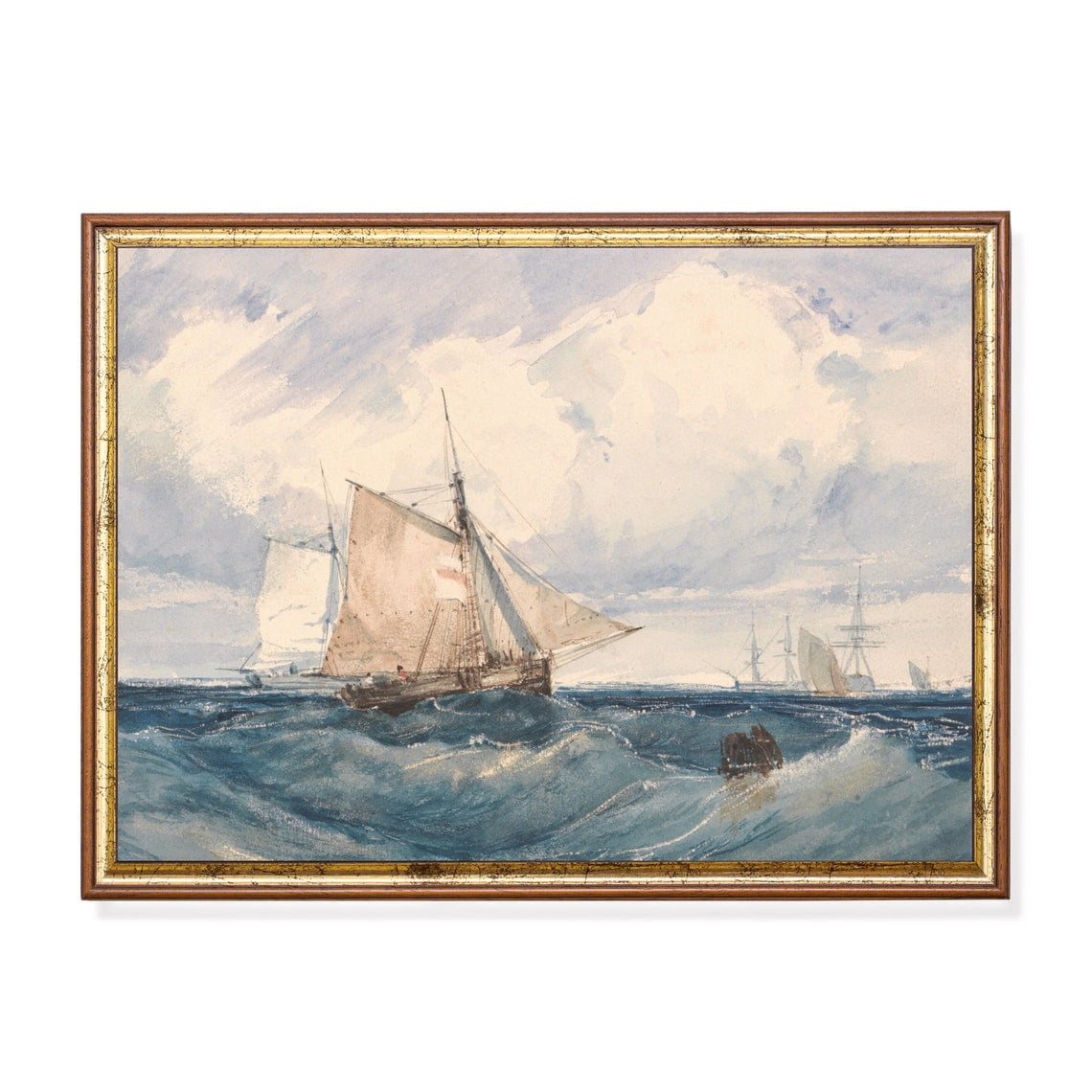 Vintage Sailboat Poster Antique Nautical Maritime Art Unframed Paper ...