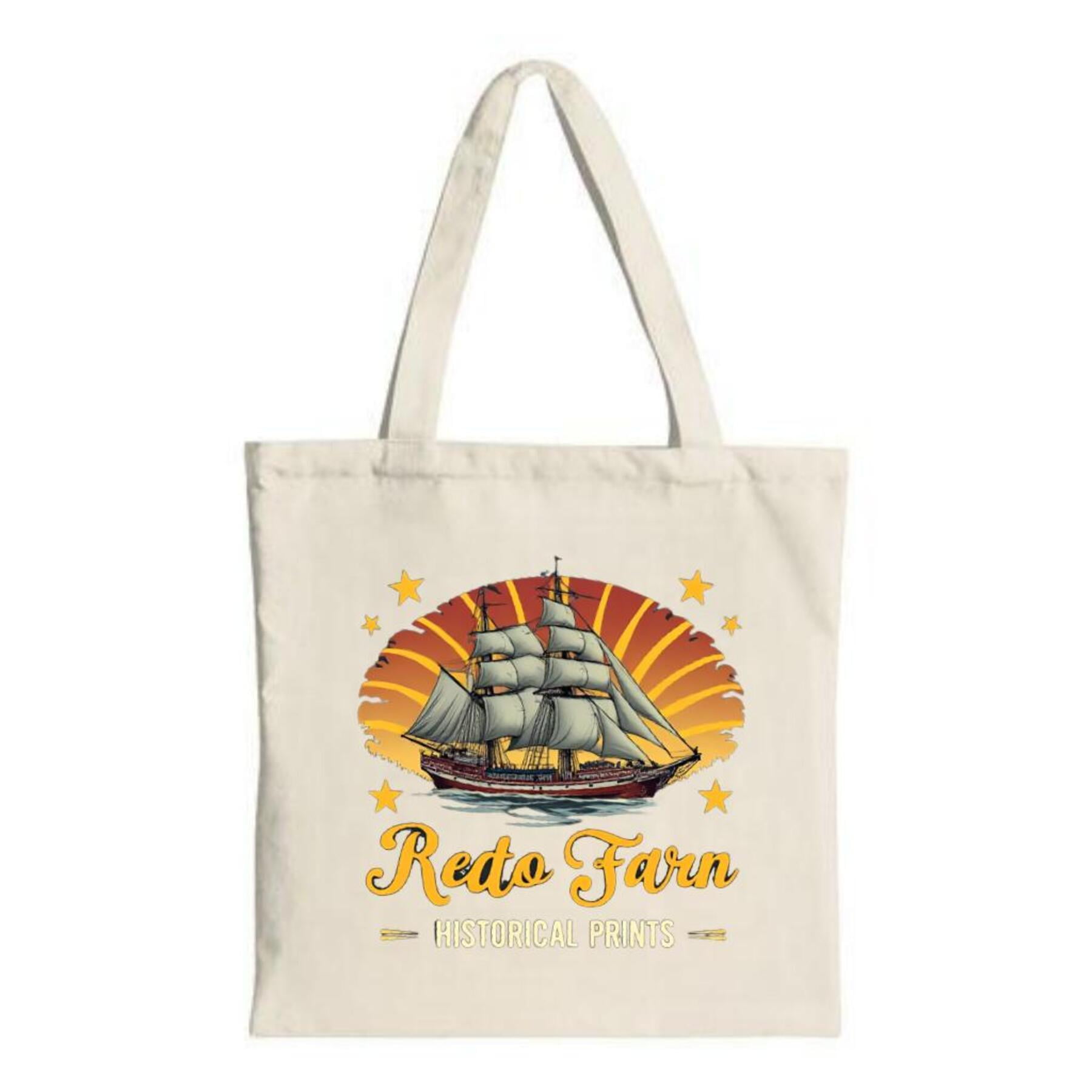 Vintage Sailing Ship Canvas Tote Bag - Radiant Yellow & Orange ...