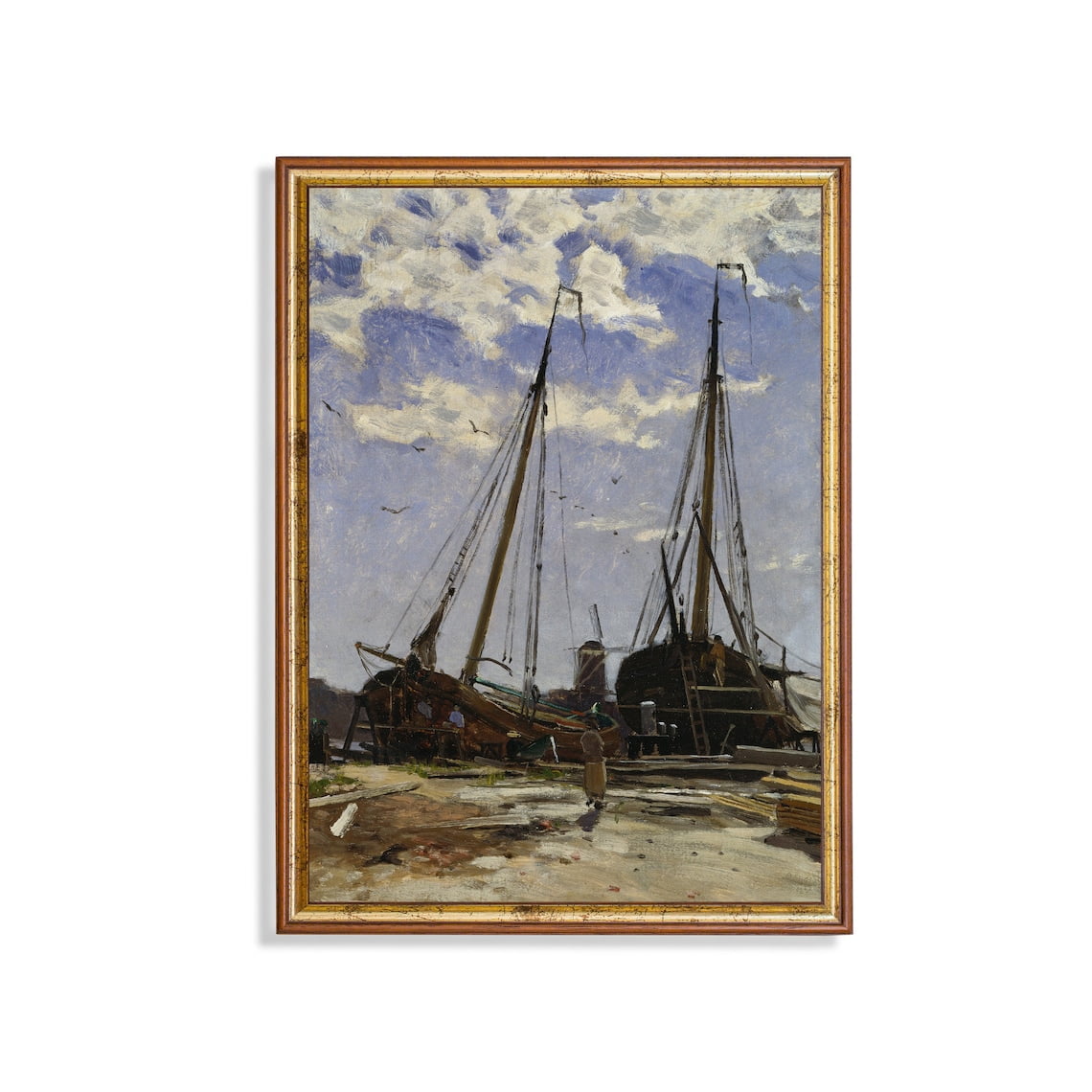 Vintage Sailing Ship Poster Antique Nautical Coastal Art Home Decor ...