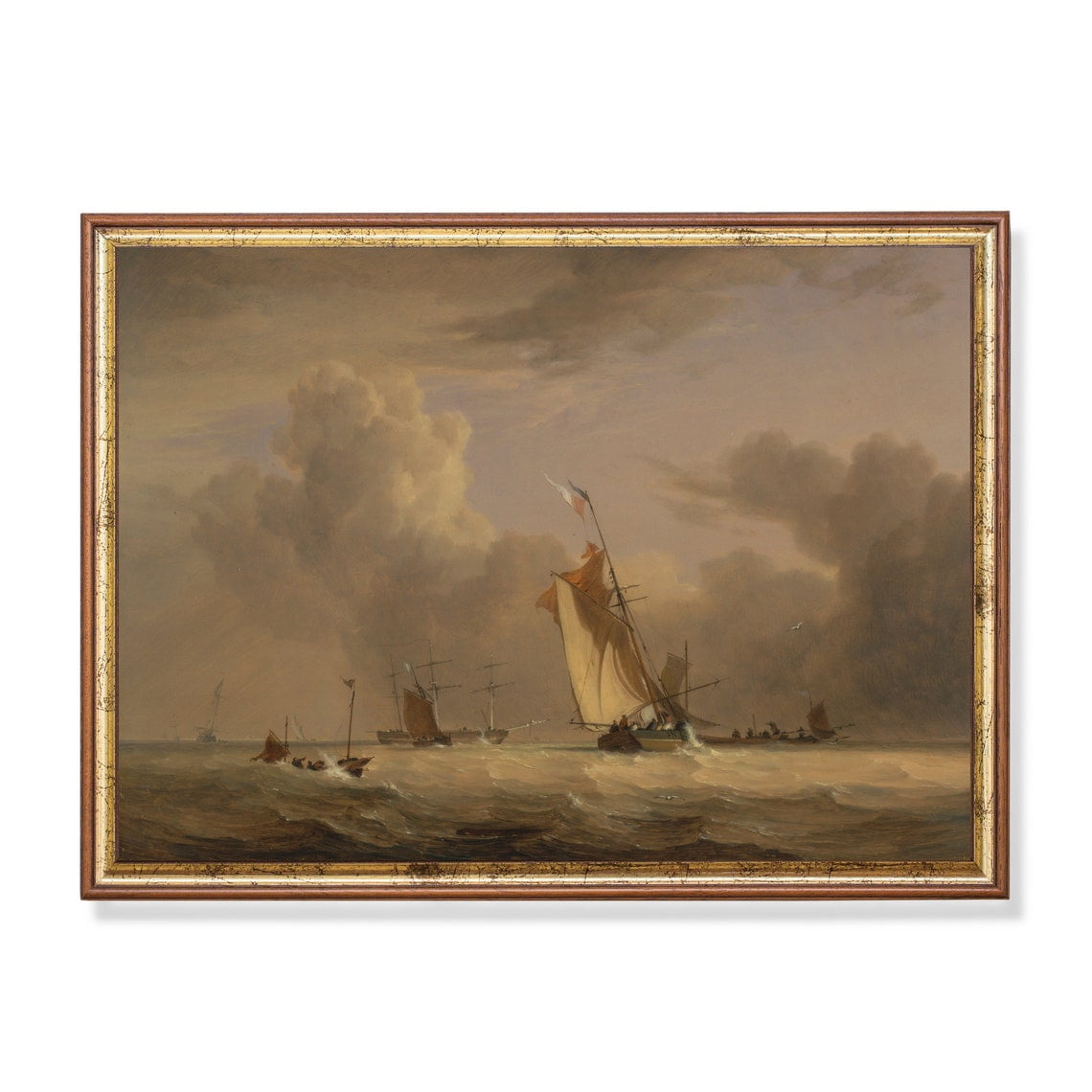 Vintage Sailing Ship Poster Antique Nautical Seascape Art Home Decor ...