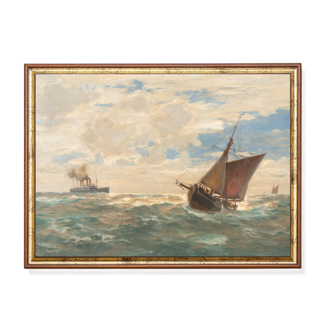 Vintage Sailing Ship Poster Antique Nautical Seascape Art Mailed Poster ...