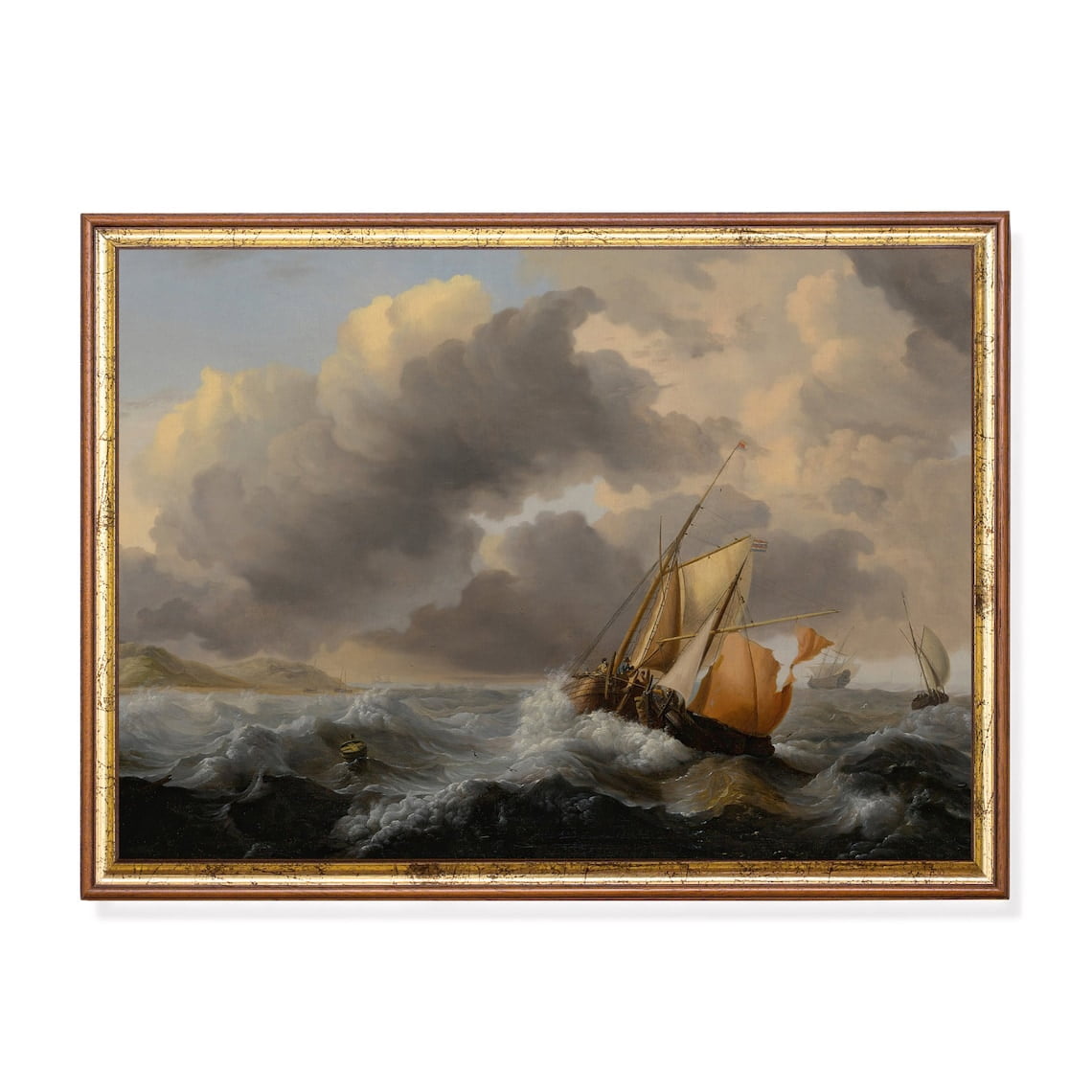 Vintage Sailing Ship Poster Antique Nautical Seascape, Moody Ocean Art ...