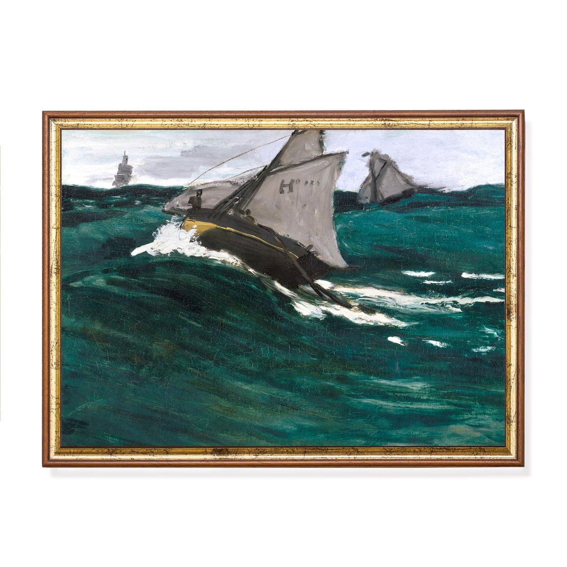Vintage Sailing Ship Poster Stormy Sea Nautical Art Home Decor, 8x12 ...