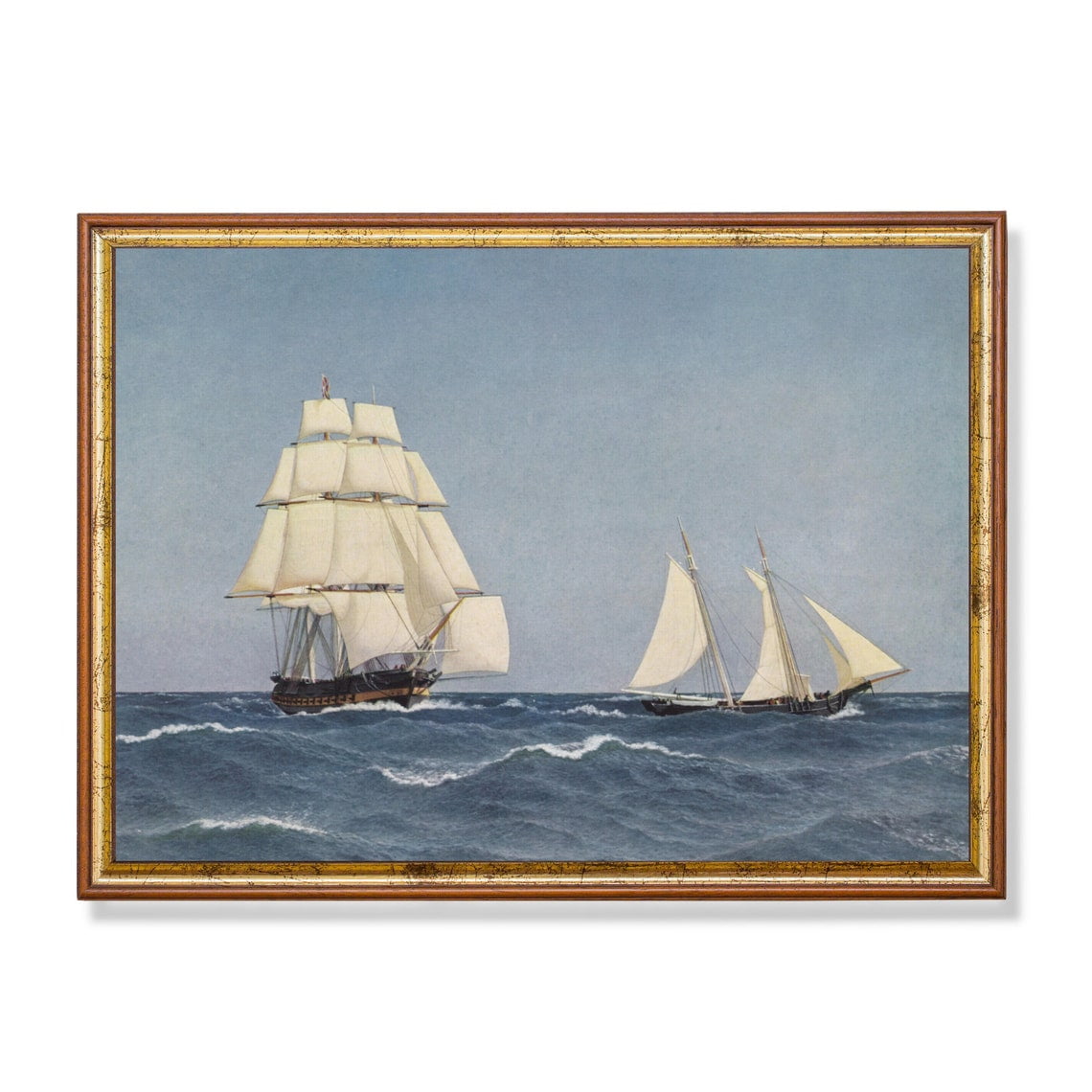Vintage Sailing Ship Seascape Poster Antique Nautical Art UNFRAMED ...