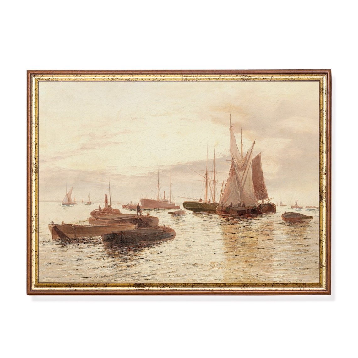 Vintage Sailing Ships Poster Antique Nautical Seascape Home Decor ...