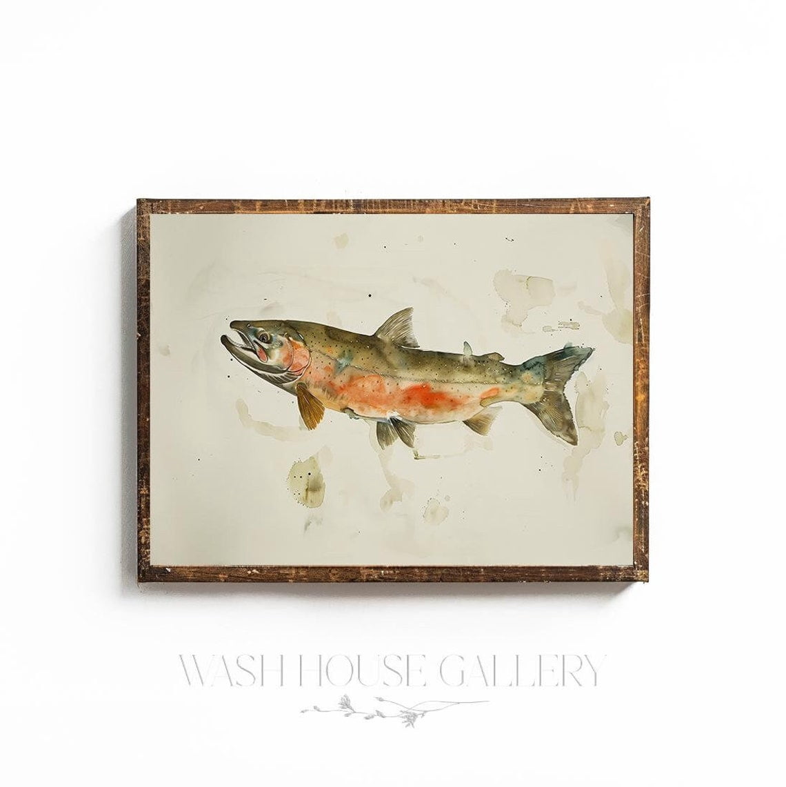 Vintage Salmon Poster Steelhead Salmon Art Wall Art For Cabin Decor ...