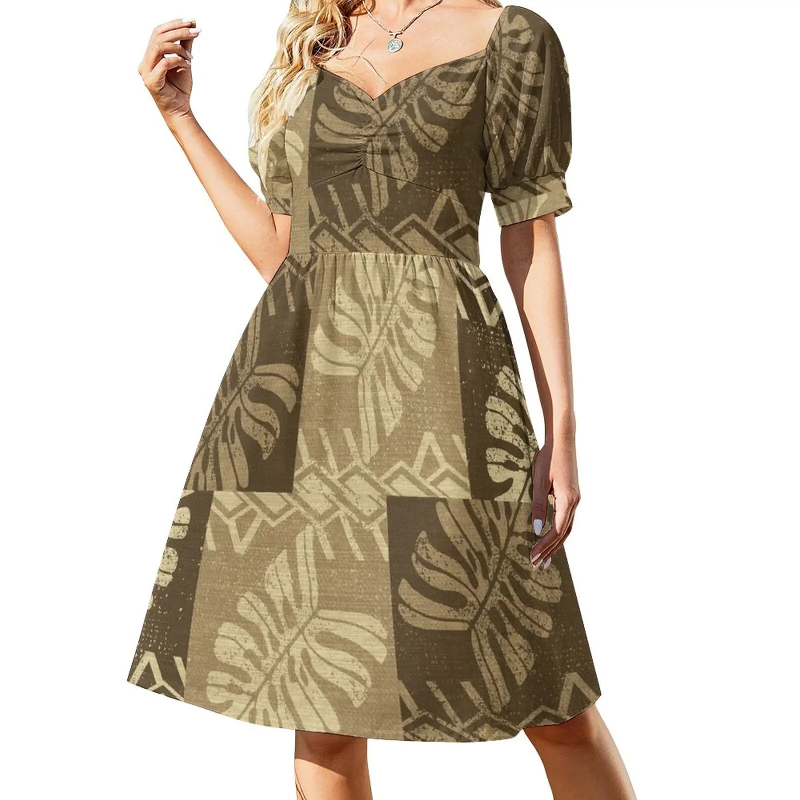 Vintage Samoan Tropical leaves Tapa Print Dress clothes for woman women ...