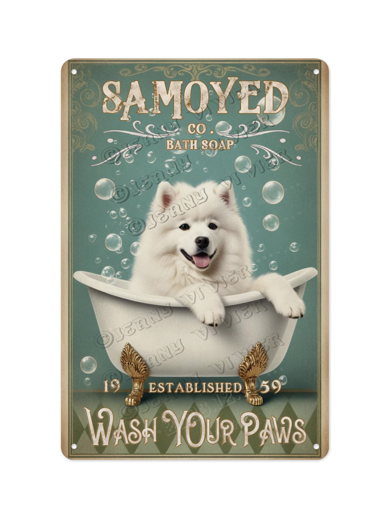 Vintage Samoyed Dog Tin Sign 12 x 16 Inches - Charming Wall Art for Pet ...