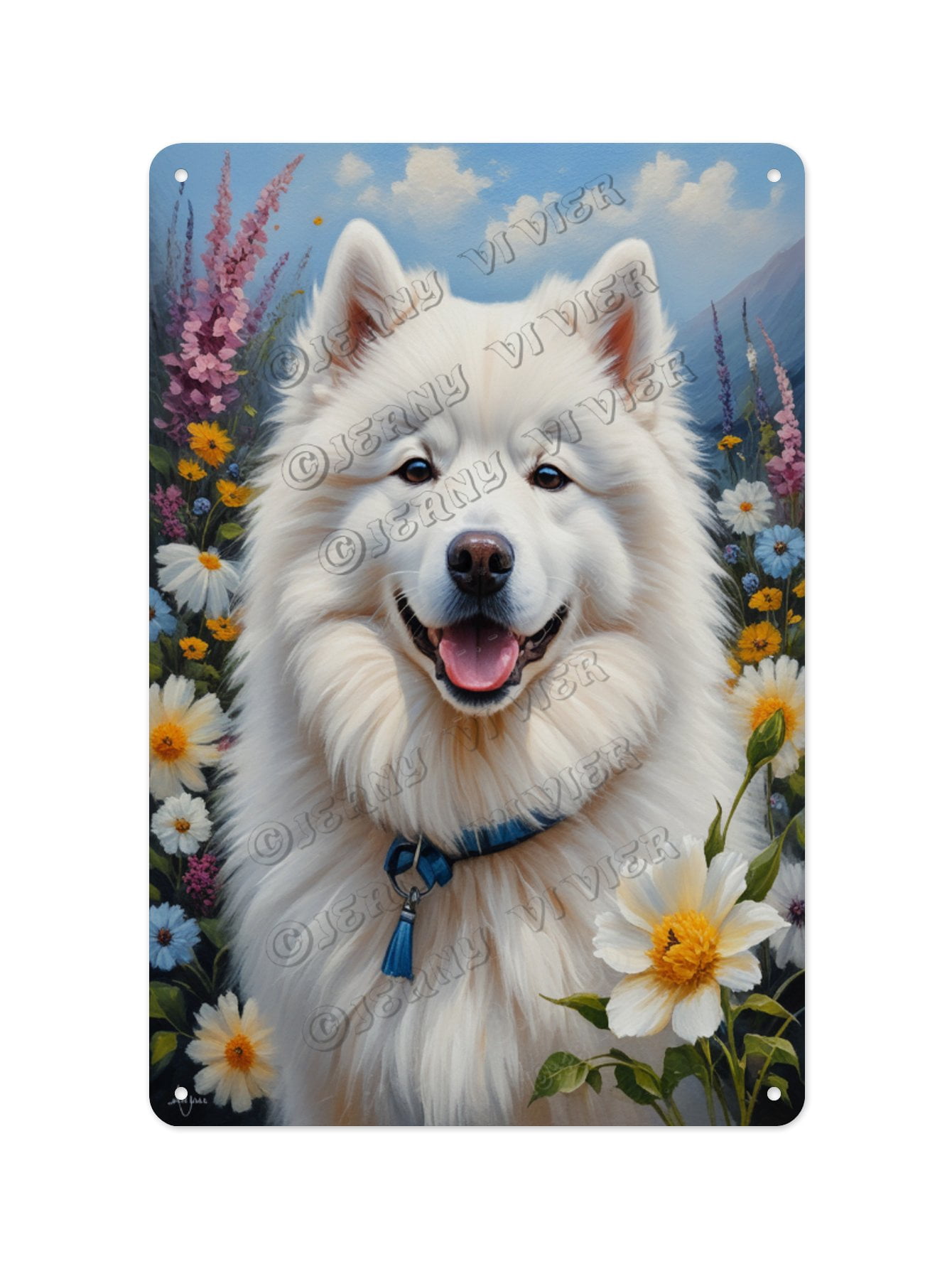 Vintage Samoyed Floral Aluminum Sign 8x12 Inches - Metal Office Wall ...