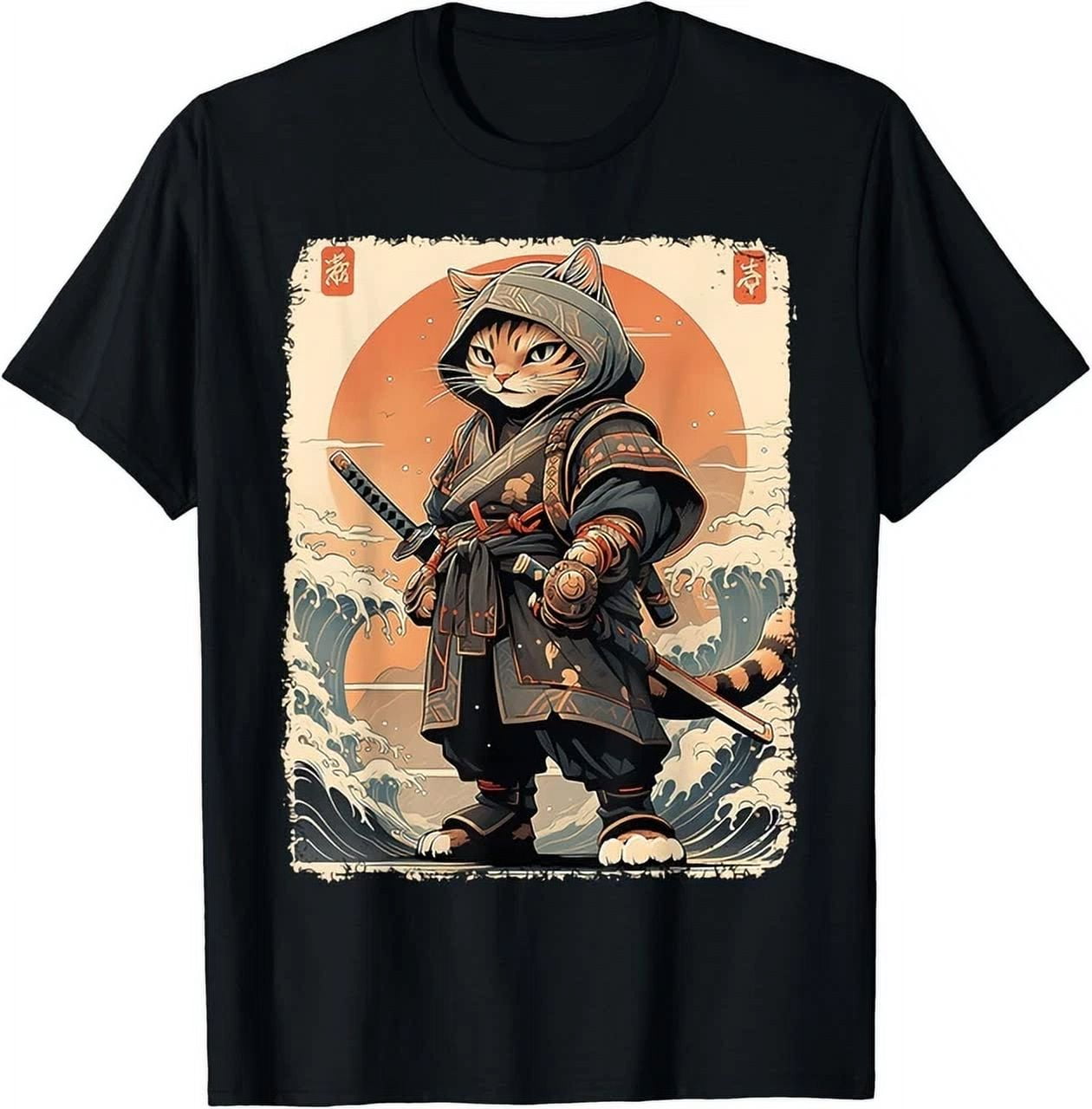 Vintage Samurai Cat Katana Full Gear Warrior Fighter Japanese Art Gift ...