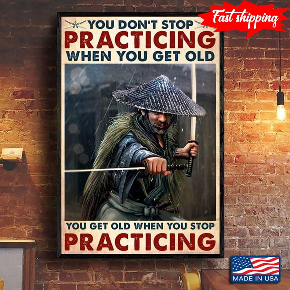 Vintage Samurai In The Rain You Don’t Stop Practicing When You Get Old ...