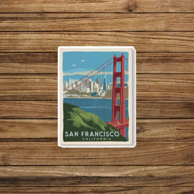 Vintage San Francisco California Travel Sticker - Golden Gate Bridge ...