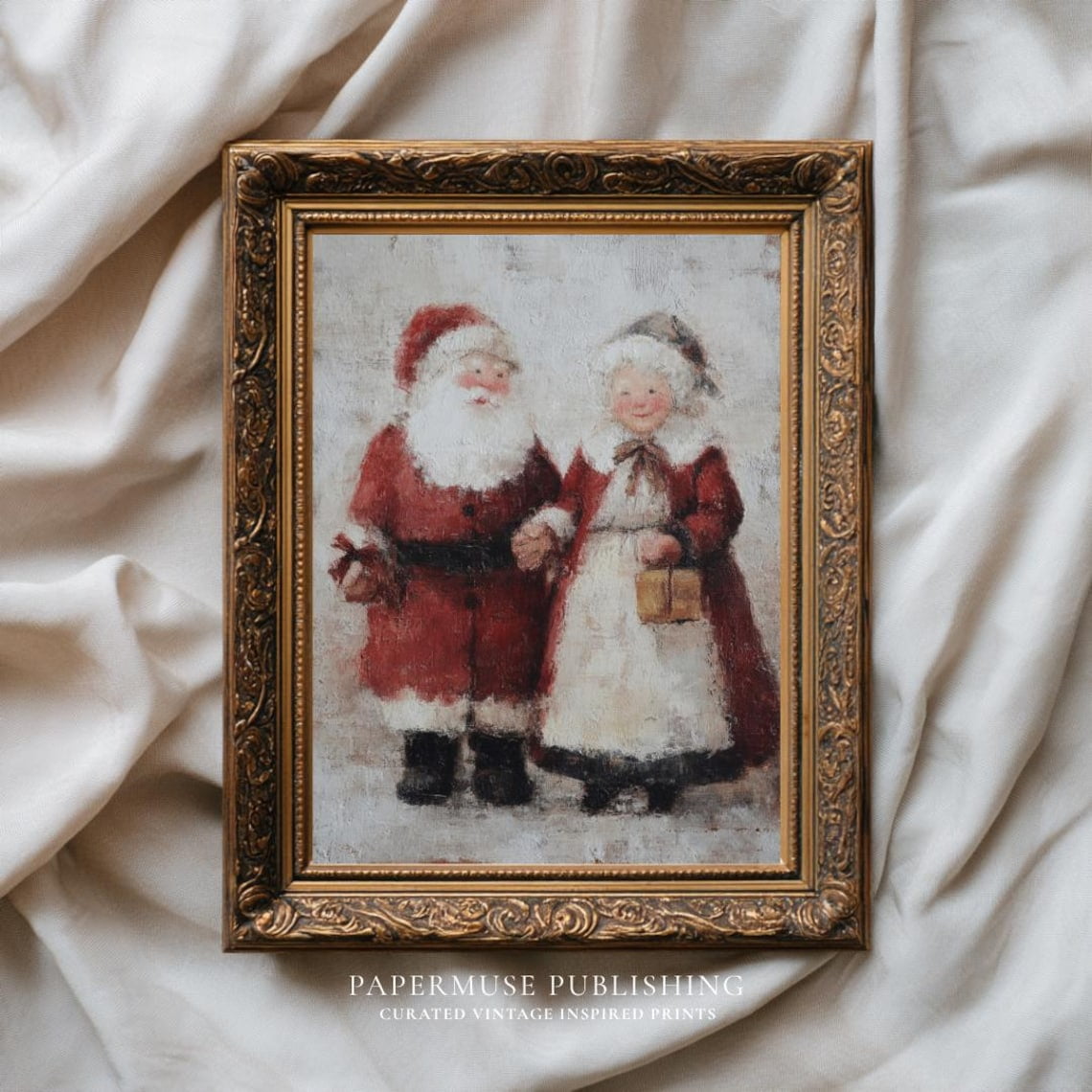 Vintage Santa And Mrs Claus , Wall Art,Couple Print, Old Fashioned ...