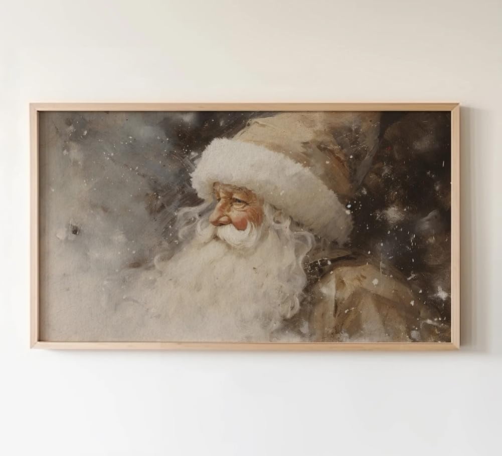 Vintage Santa Christmas Canvas Poster Holiday Santa Claus Print Wall ...