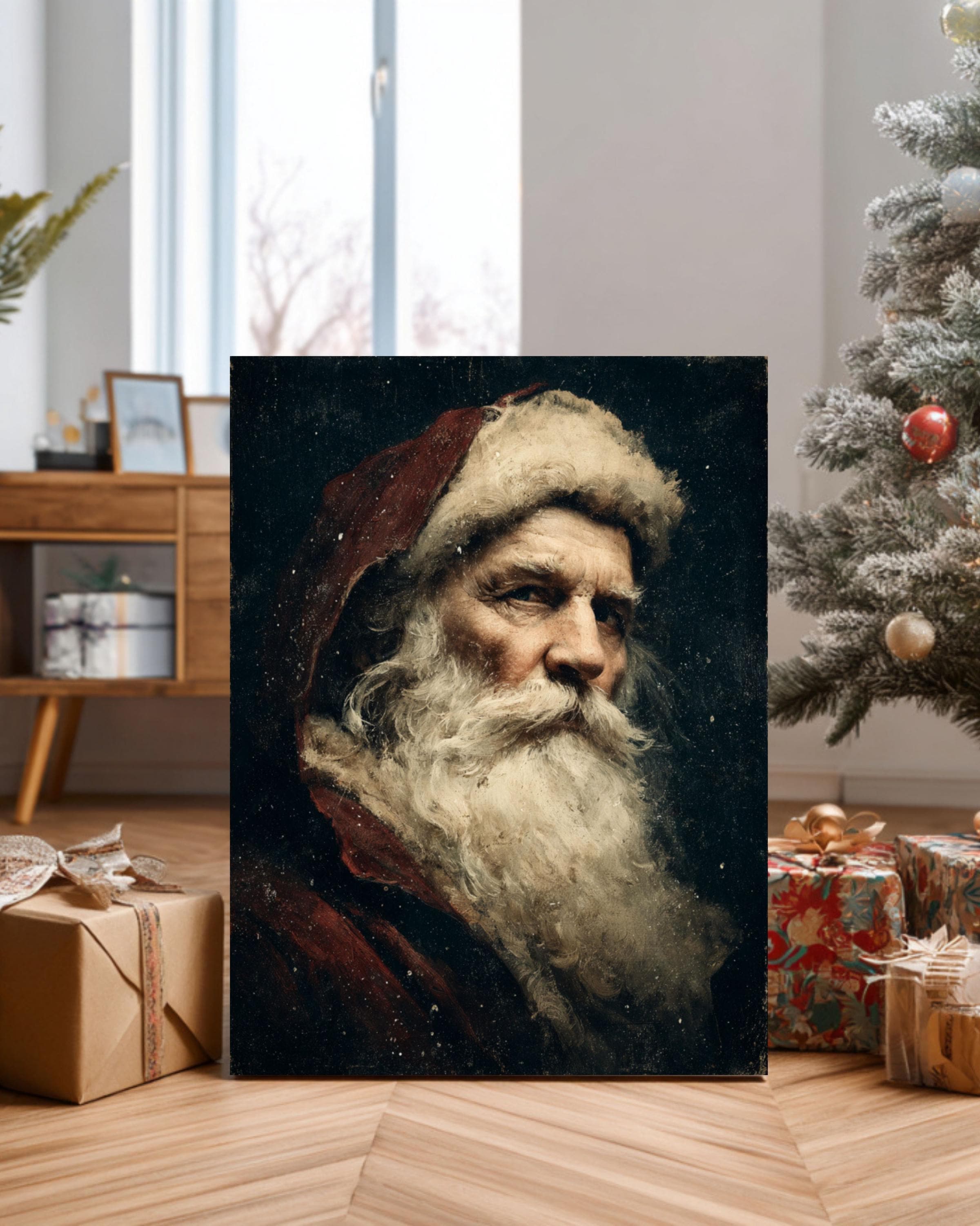 Vintage Santa Claus : Gritty Old-World Kristmas Portrait Warm Present ...