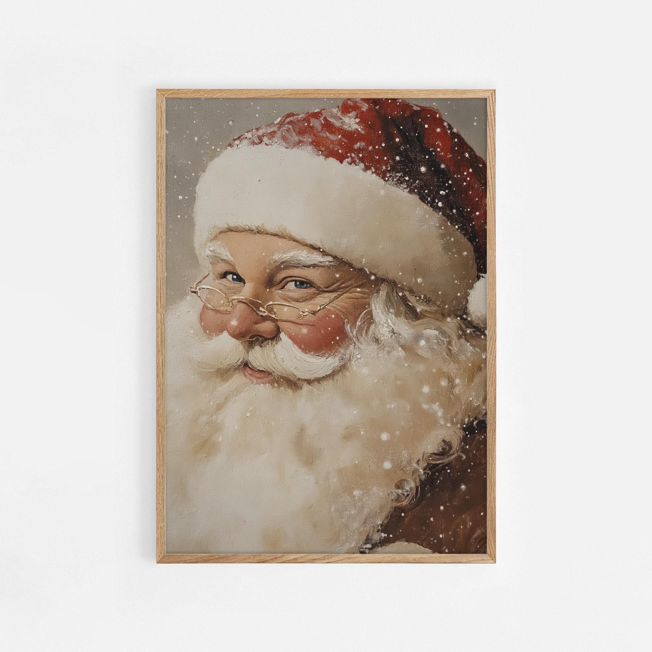 Vintage Santa Claus, Kristmas Wall Art, Neutral Rustic Santa Print ...
