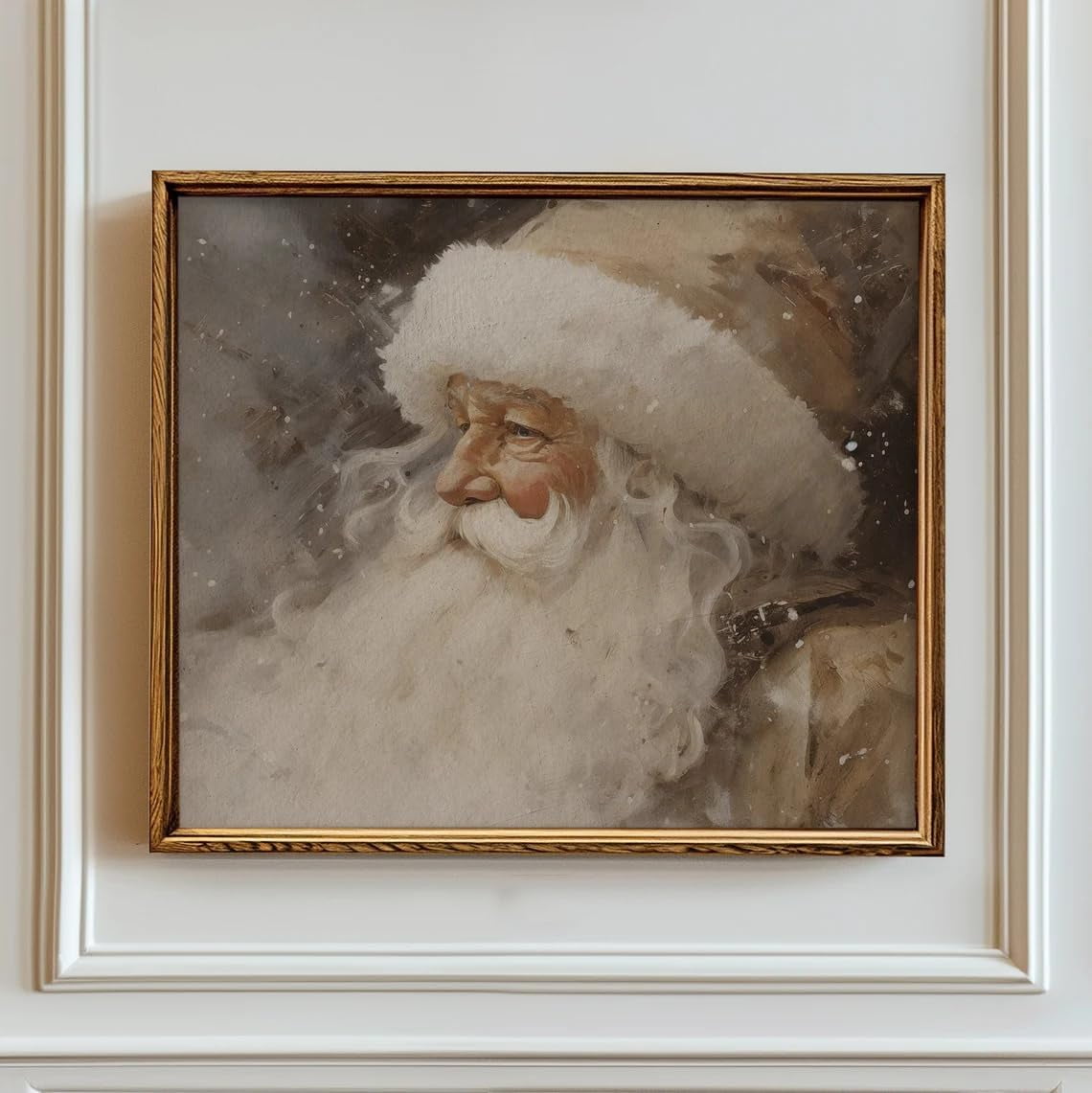Vintage Santa Claus Poster Rustic Santa Wall Decor Winter Canvas Art ...