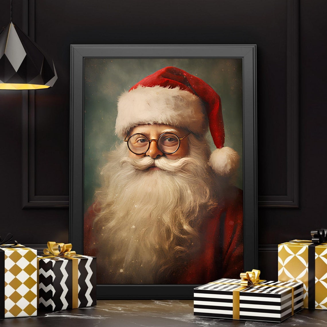 Vintage Santa Claus Rustic Wall Decor Santa Claus Poster Neutral Santa ...