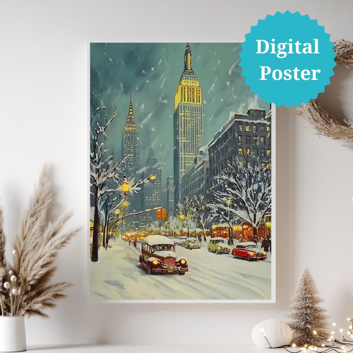 Vintage Santa Claus Wall Art, Winter Christmas , Retro Holiday Decor ...