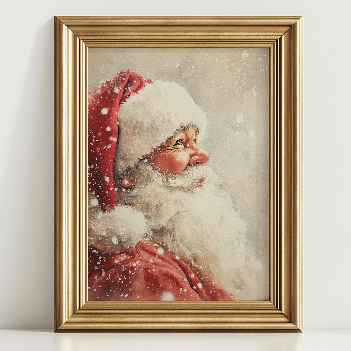 Vintage Santa Portrait Poster, Classic Winter Wall Art, Festive Ation ...