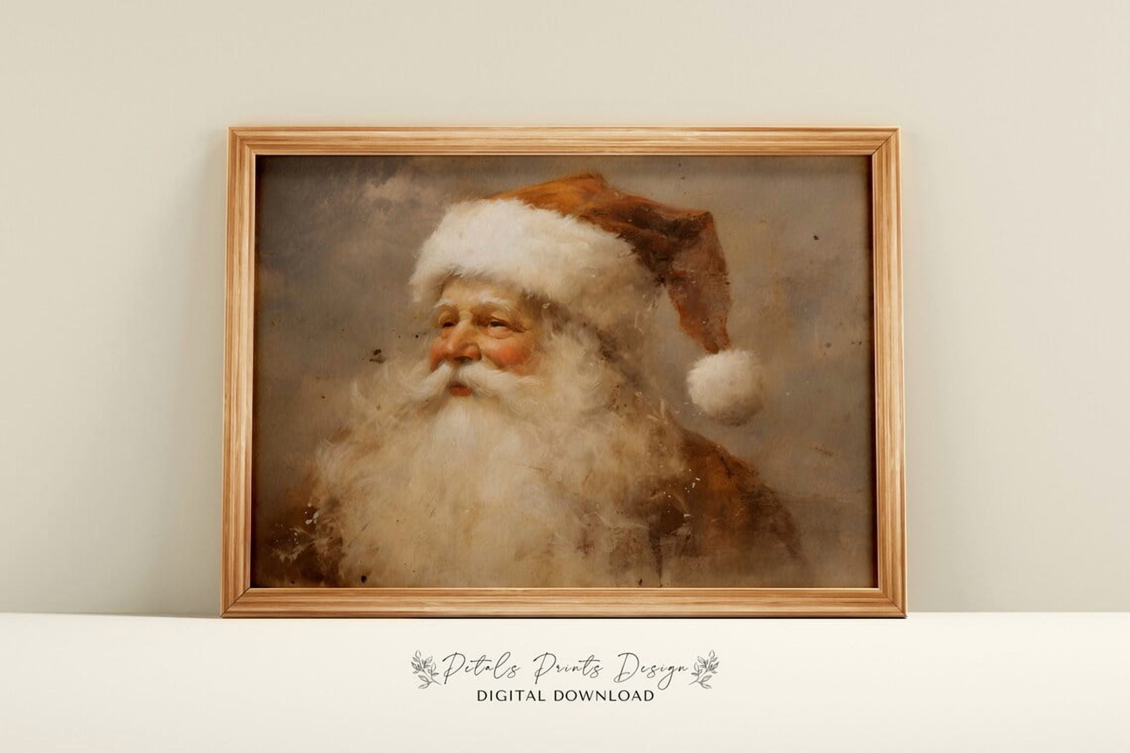 Vintage Santa Portrait Print, Rustic Winter UNFRAMED Poster, Wall Art ...