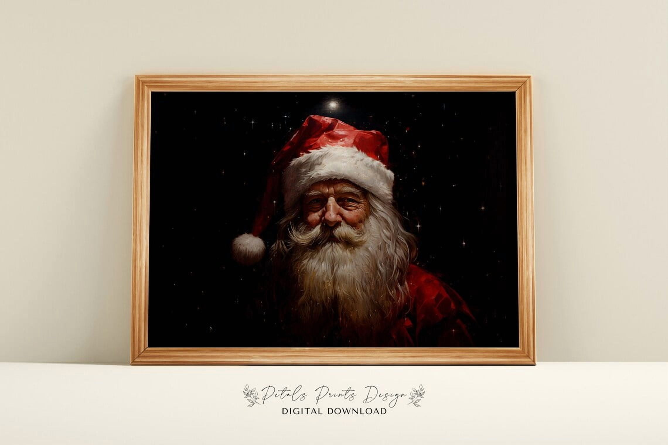 Vintage Santa Portrait Print, Rustic Winter Wall Art Home Decor ...