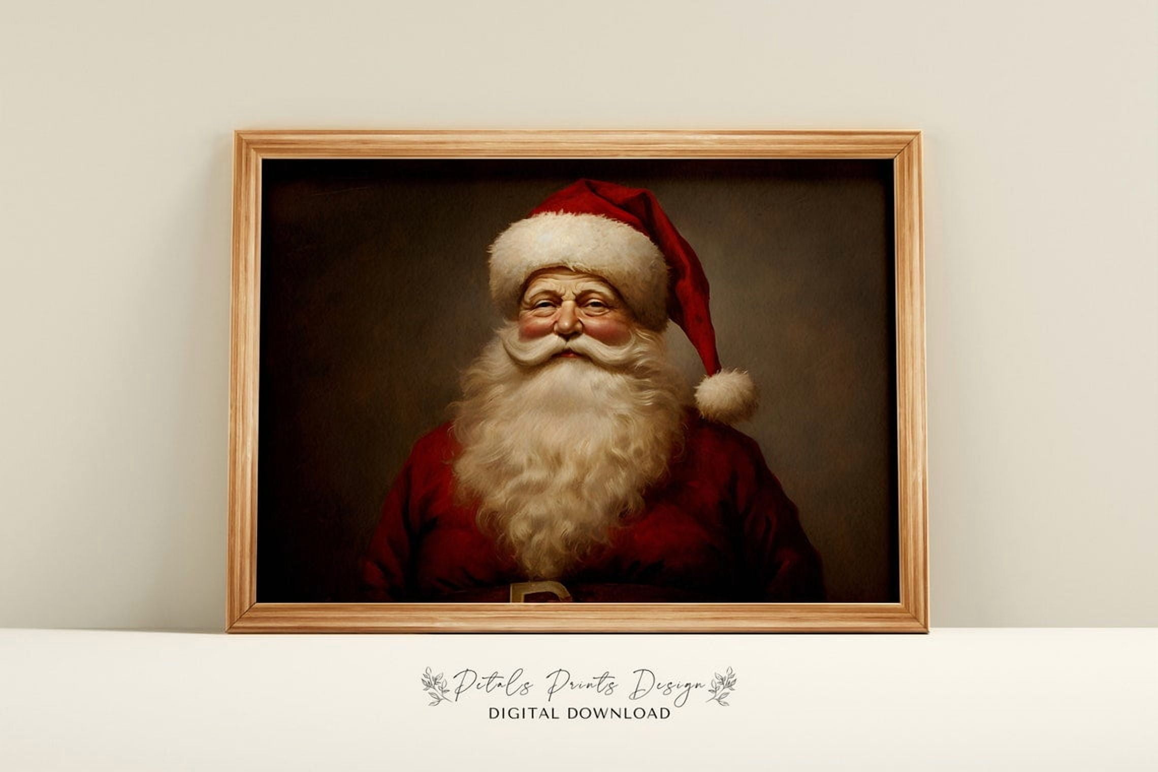 Vintage Santa Portrait, Rustic Winter Art Print Home Decor UNFRAMED ...