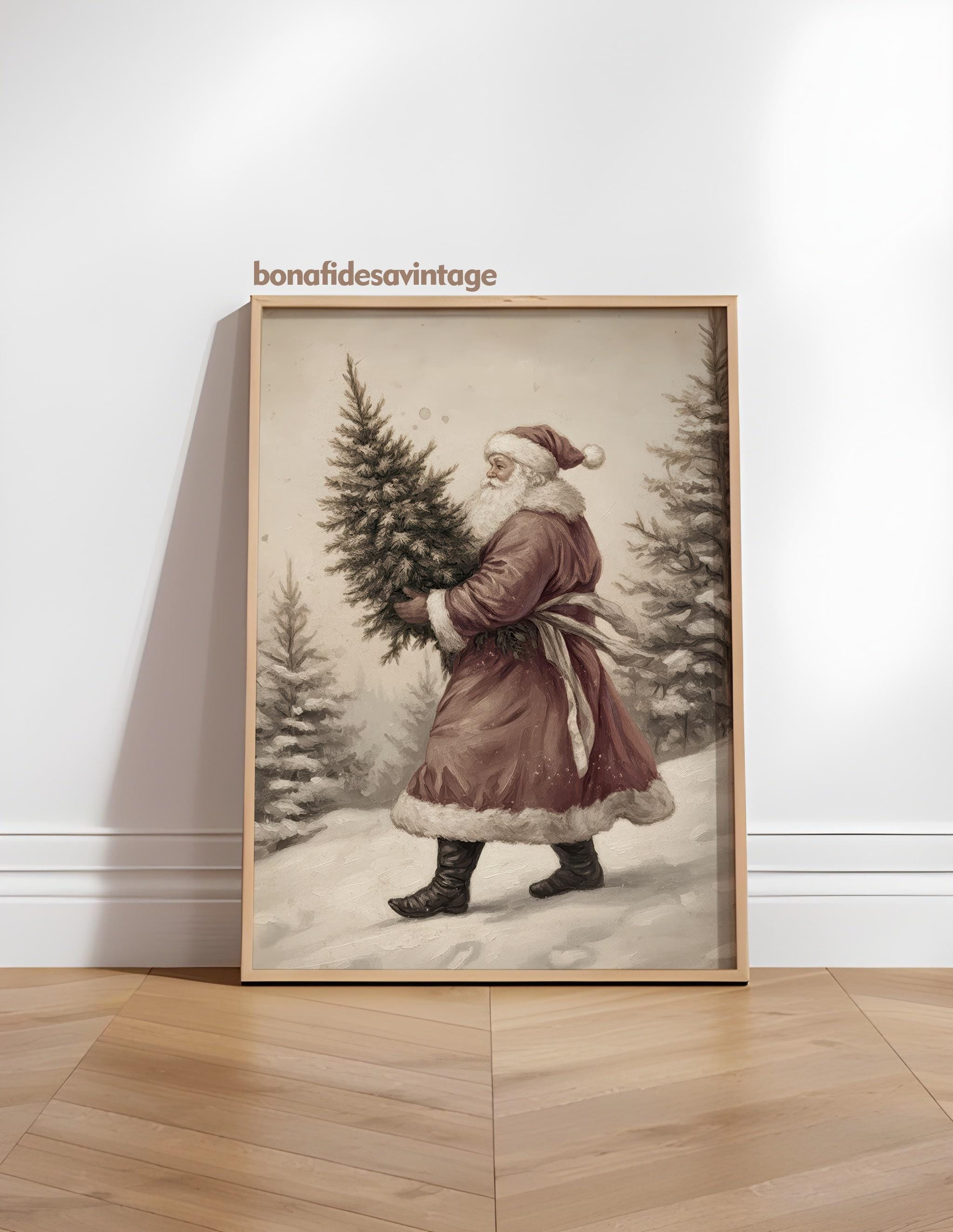 Vintage Santa Print Poster, Decor, Moody Poster Wall Art Poster ...