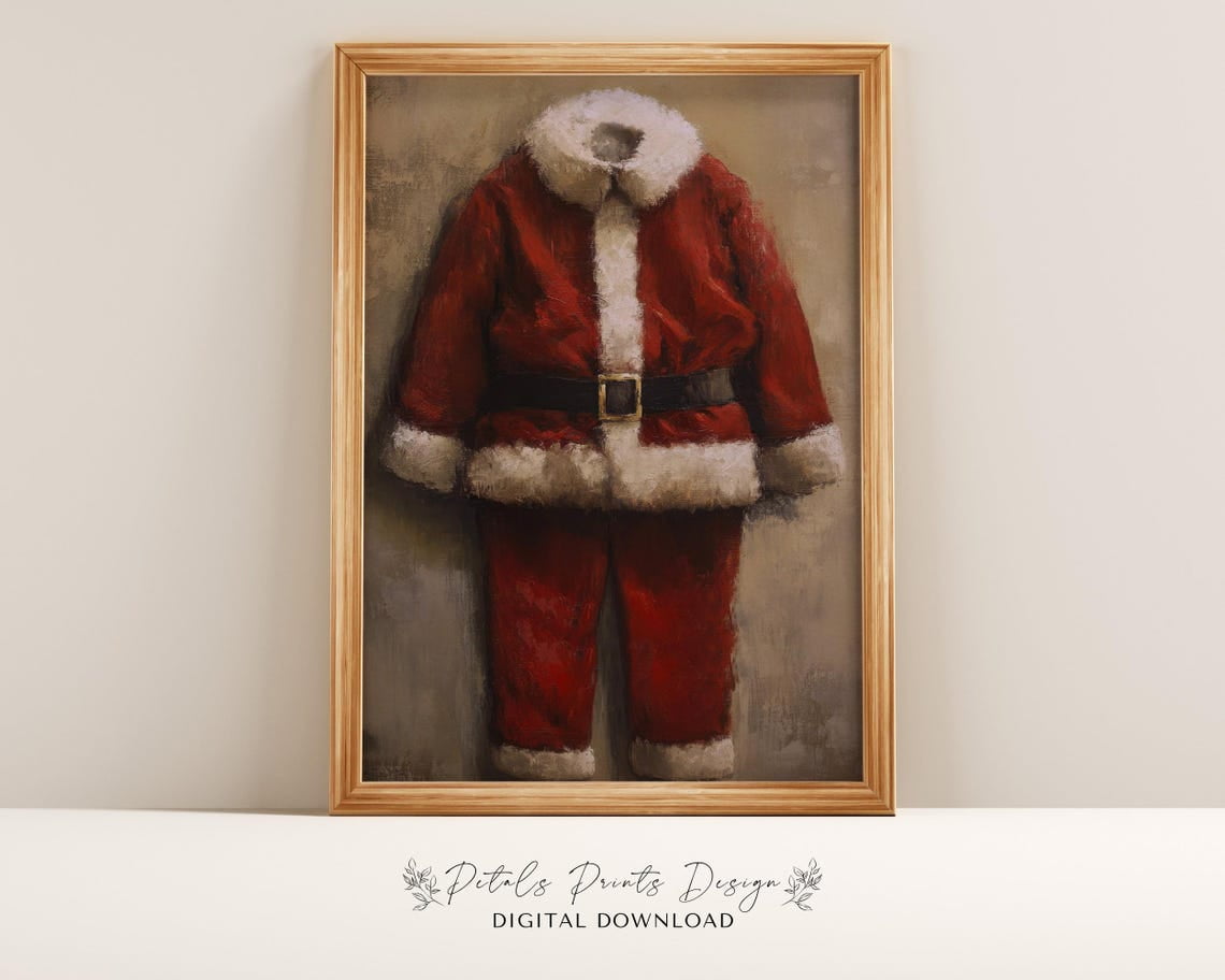 Vintage Santa Suit, Rustic Winter UNFRAMED Poster, Wall Art for Decor ...