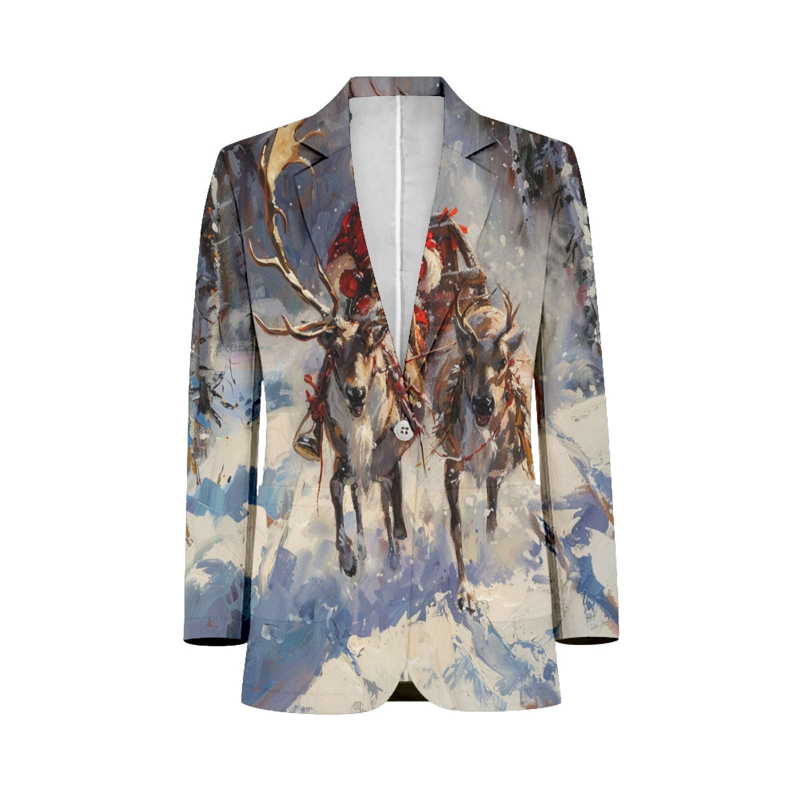 Vintage Santa With Reindeer Mens Suits Shawl Collar Slim Fit Suit Mens ...