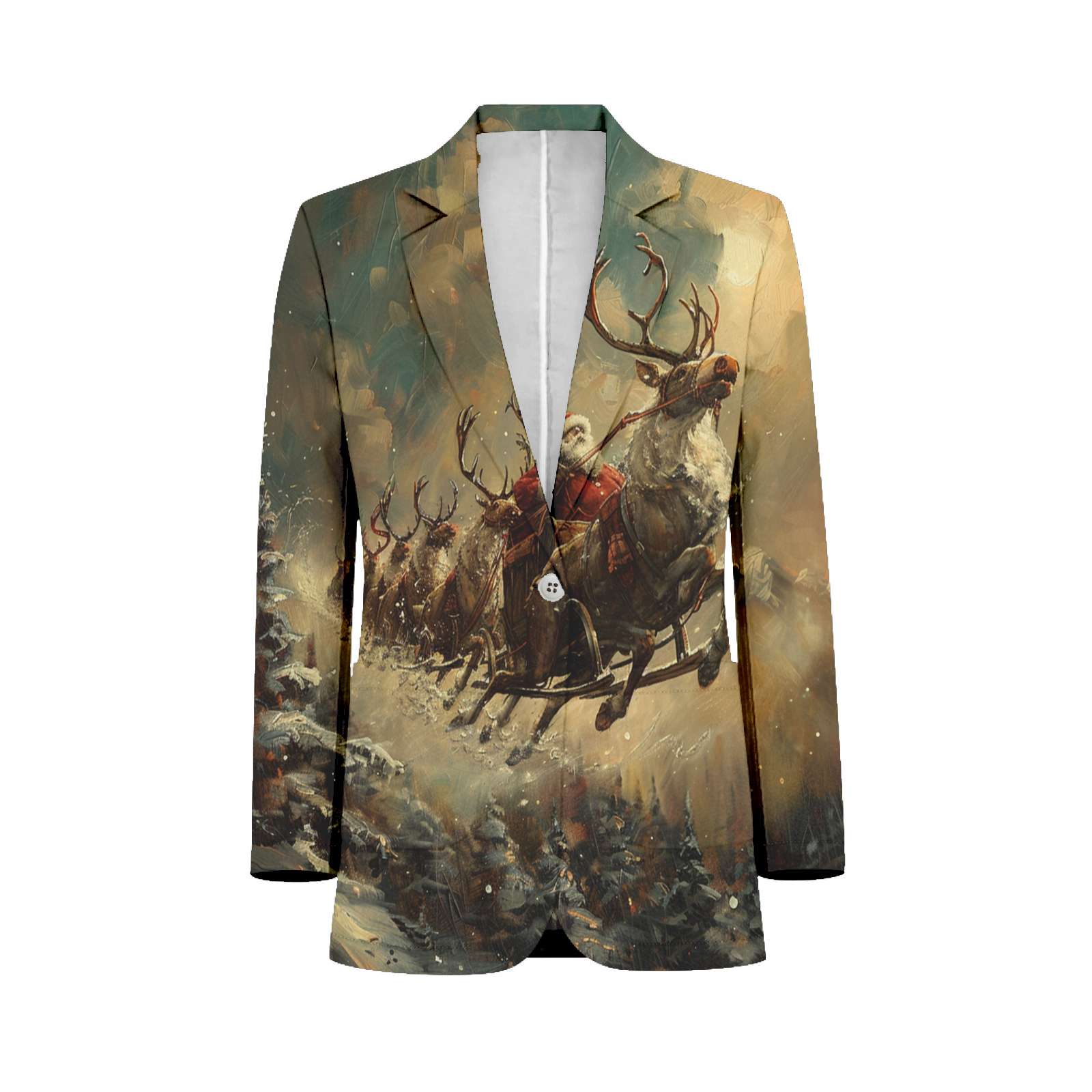 Vintage Santa With Reindeer Mens Suits Shawl Collar Slim Fit Suit Mens ...