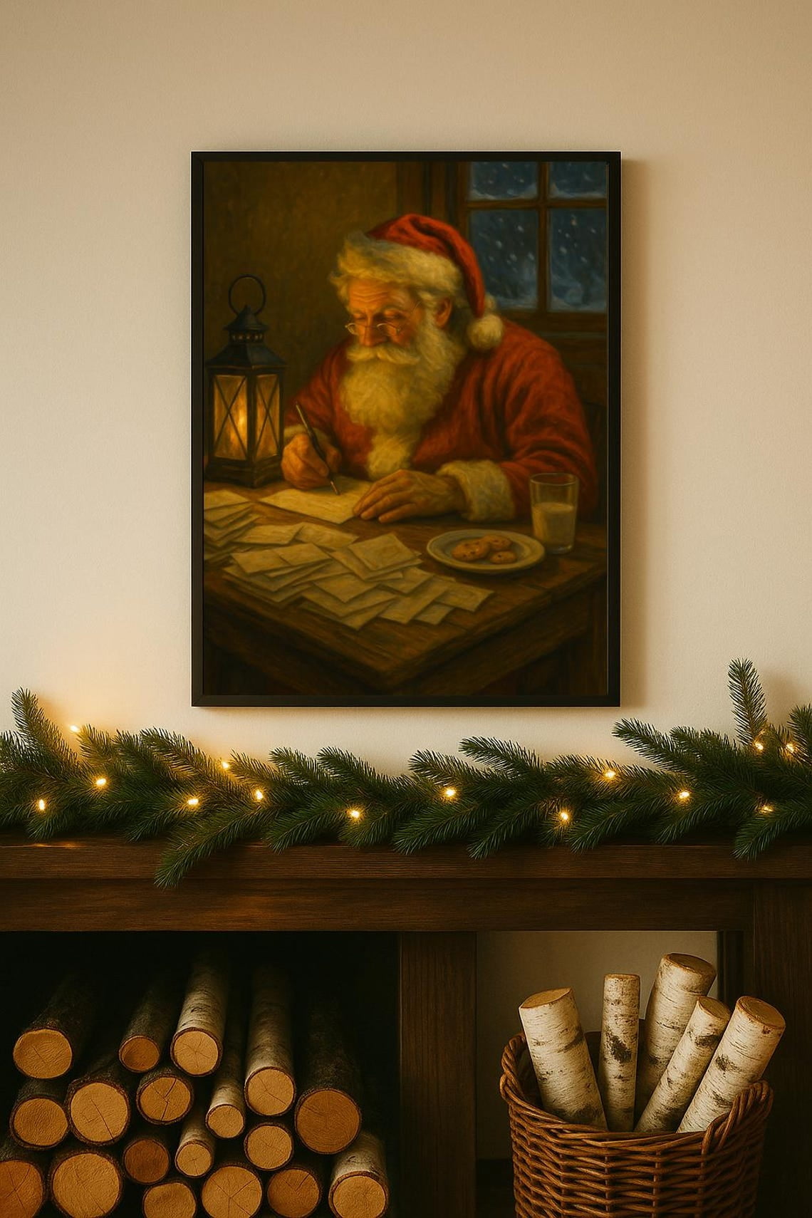 Vintage Santa Writing Letters Winter Holiday Print, Letter From Santa ...