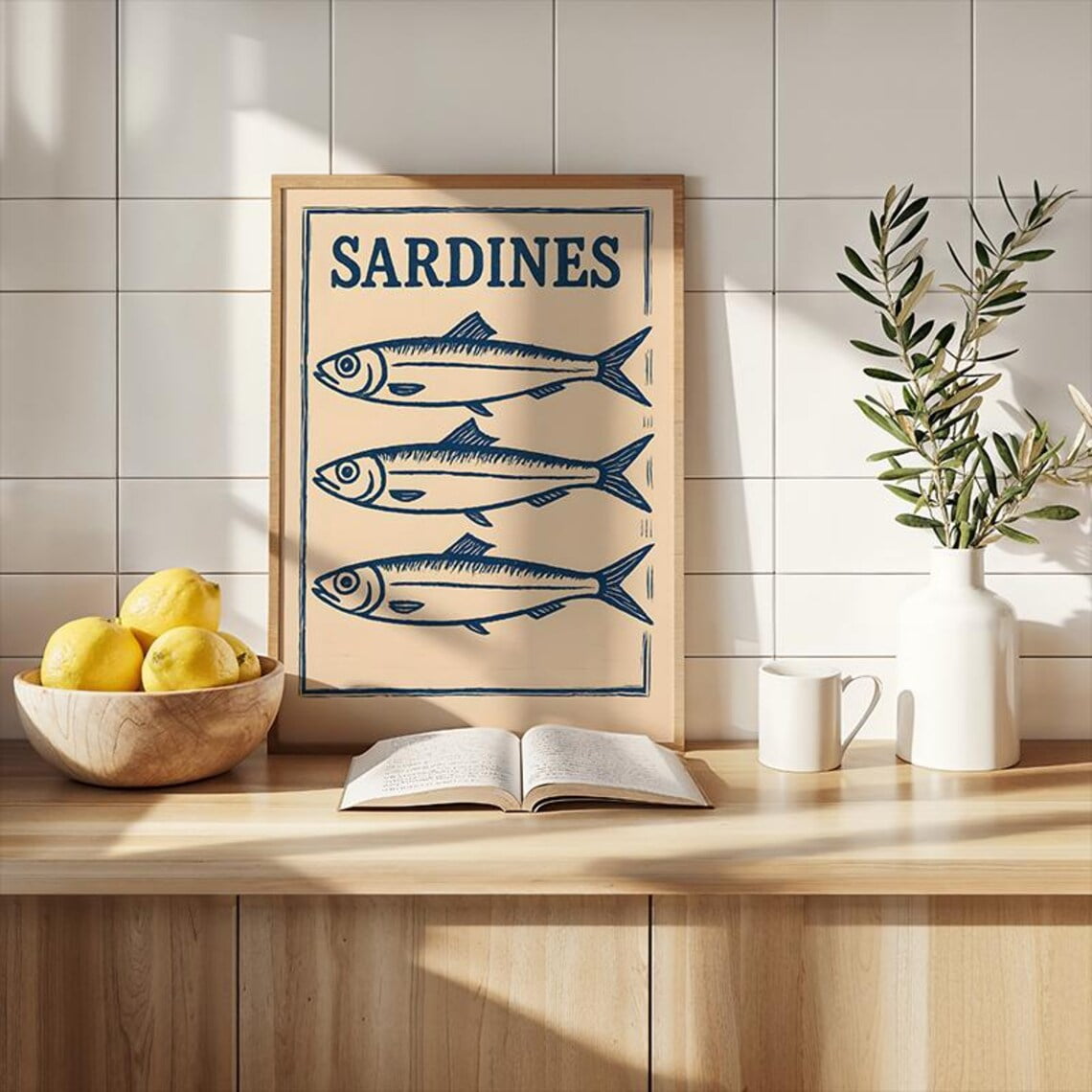 Vintage Sardine Fish Poster: Retro Coastal Kitchen Wall Art, Unframed ...