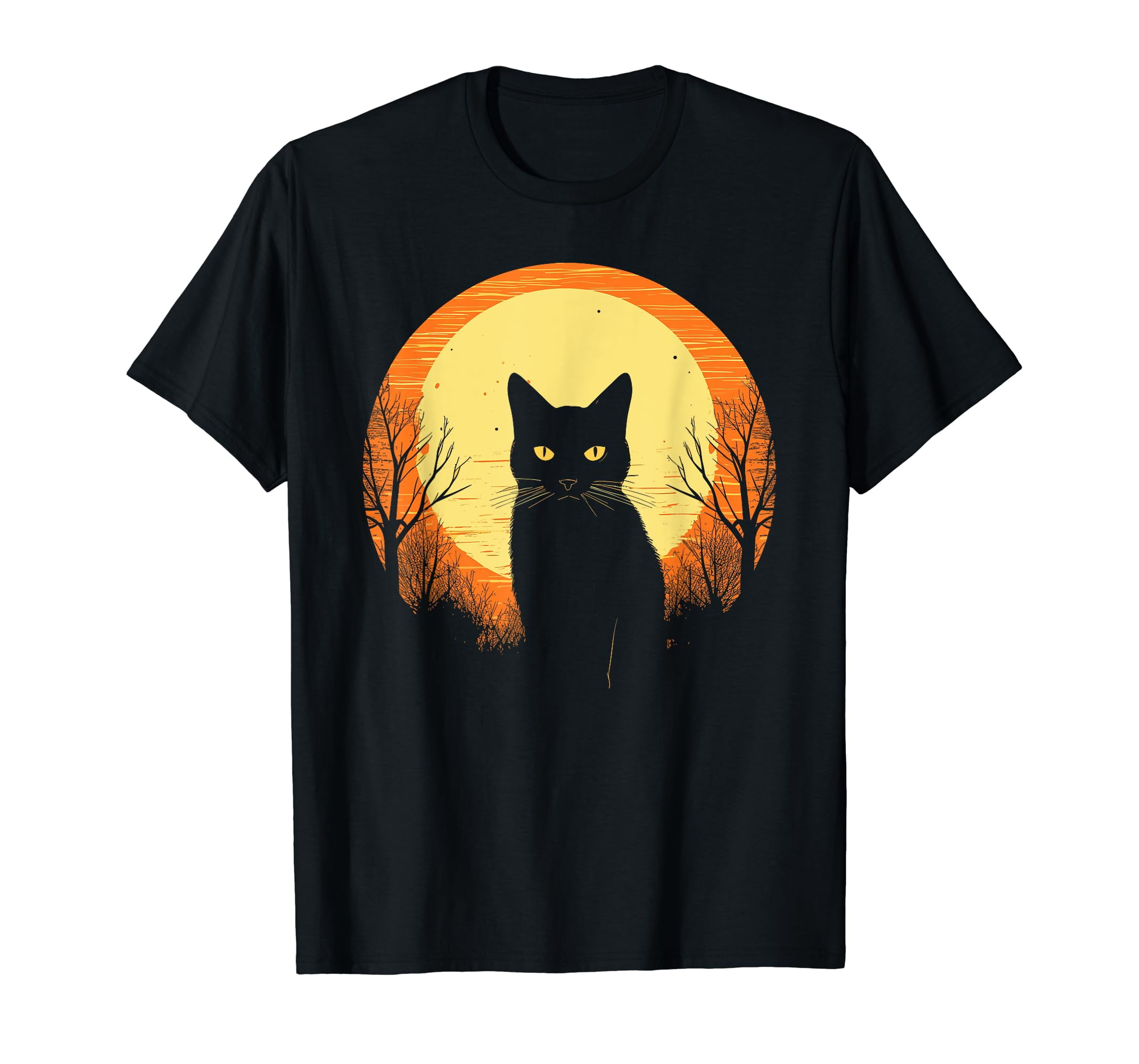 Vintage Scary Halloween Black Cat Costume Retro Moon Cat Dad Mom Cotton ...
