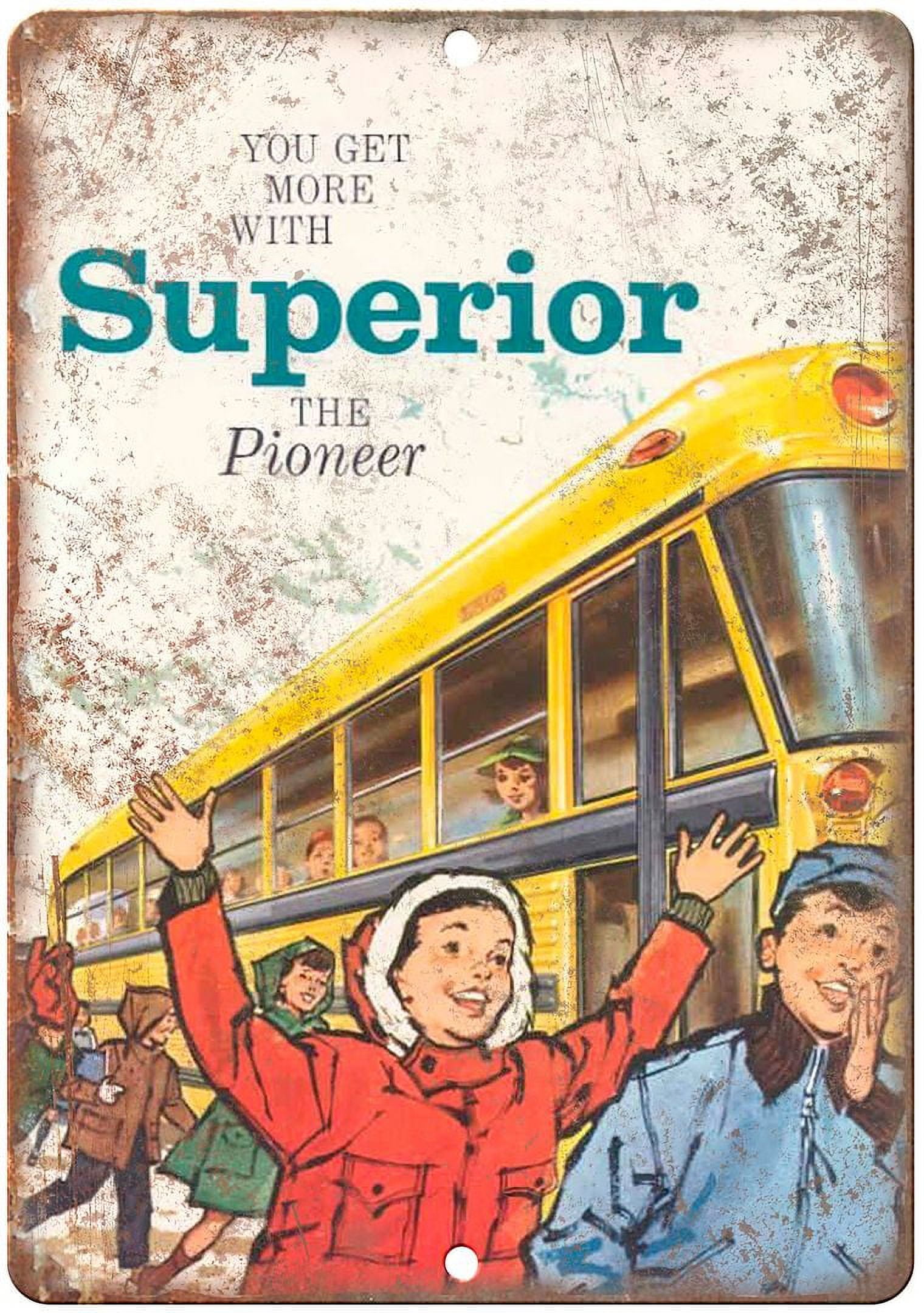 Vintage School Bus Advertisement - Retro Look Metal Sign - Jumbo 10" x ...