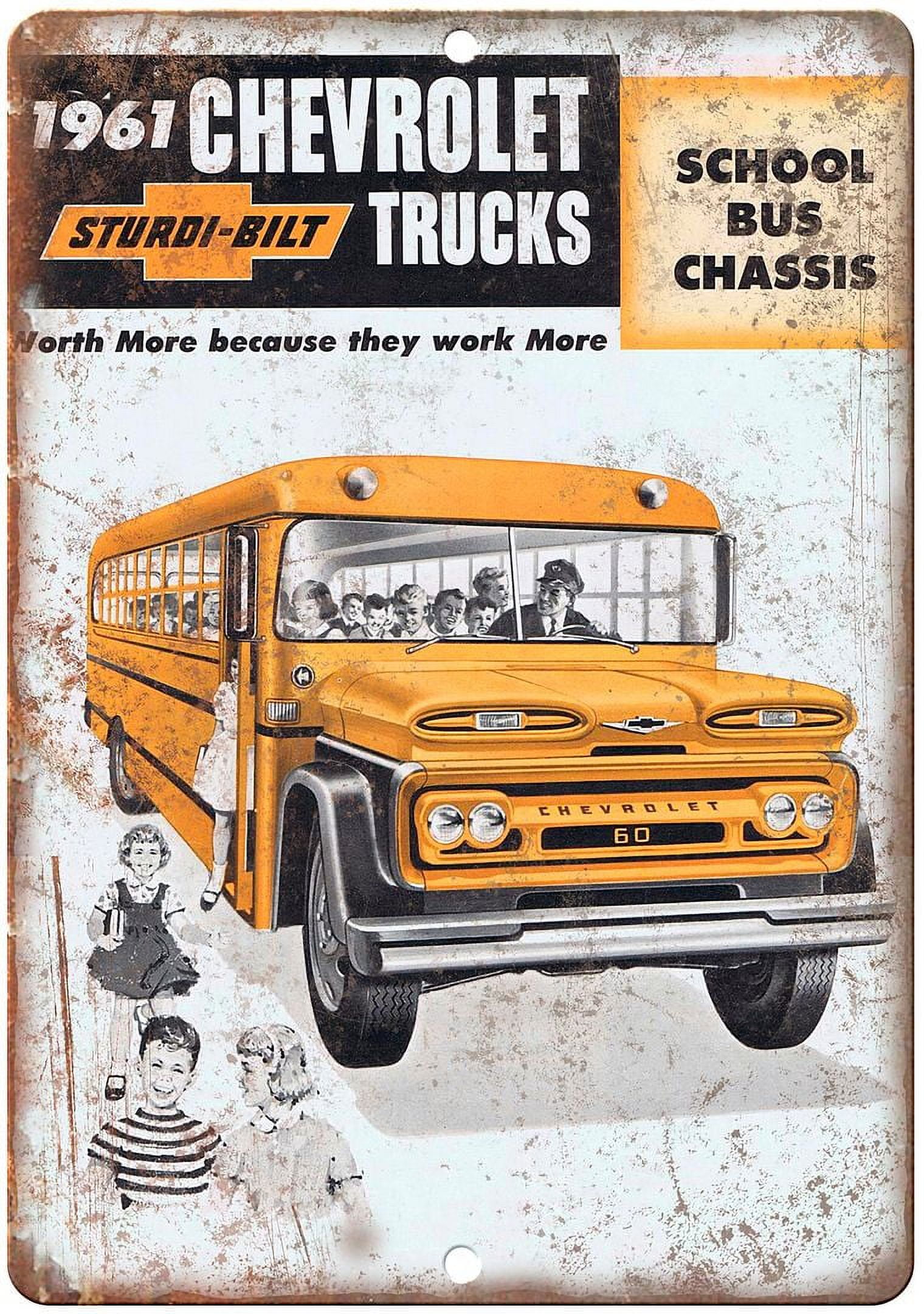 Vintage School Bus Advertisement - Retro Look Metal Sign - Jumbo 10" x ...