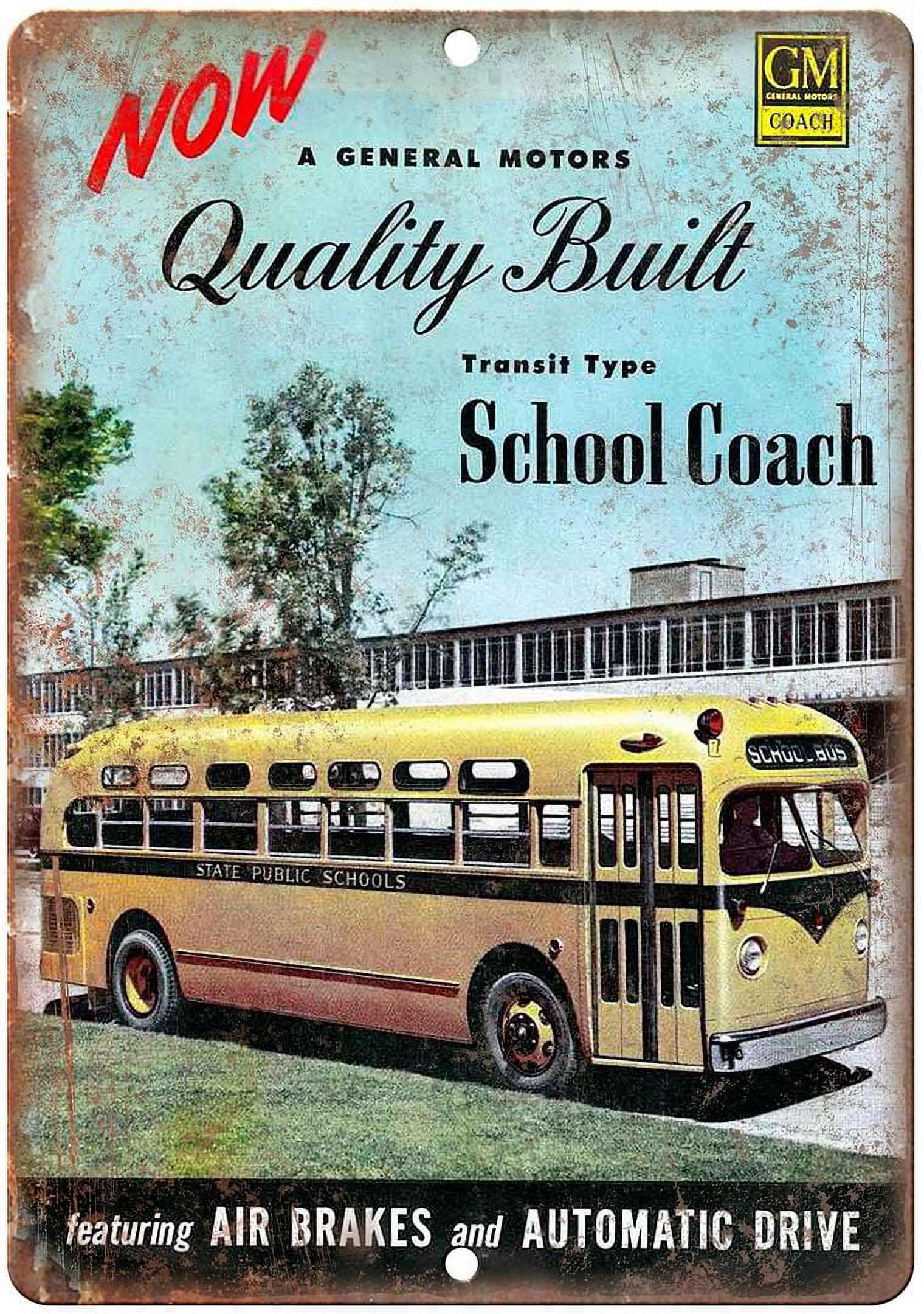 Vintage School Bus Advertisement - Retro Look Metal Sign - Jumbo 10" x ...