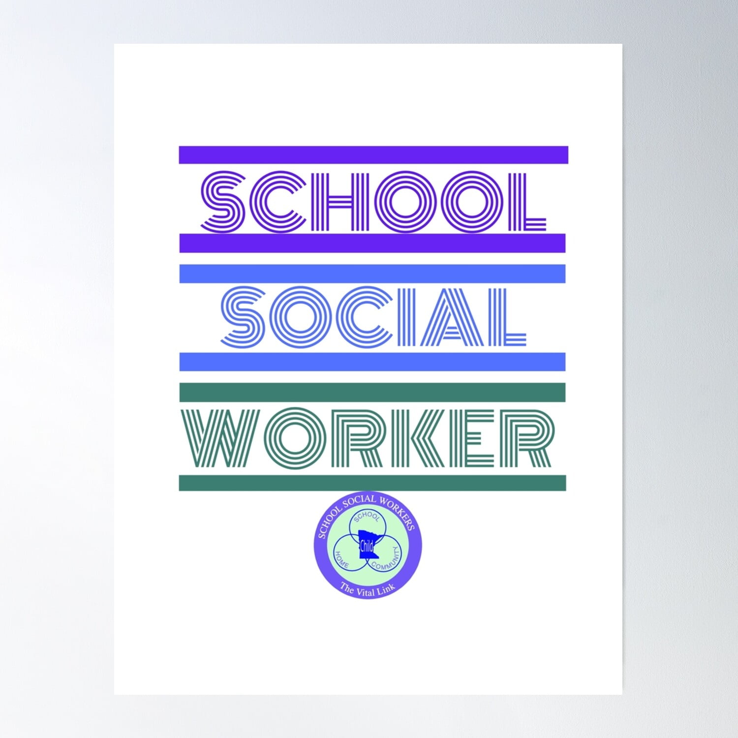 Vintage School Social Worker Poster Wall Art, Modern Wall Decor, 8x12 ...