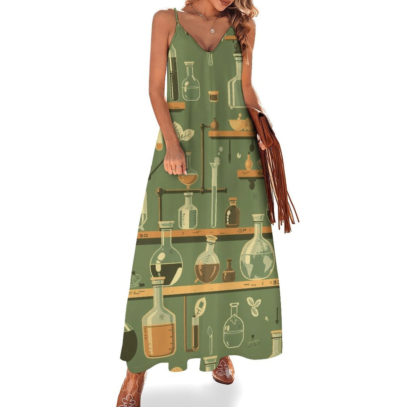 Vintage Science Old Chemistry Laboratory Seamless Pattern Sleeveless Dress Beach Outfits for ...
